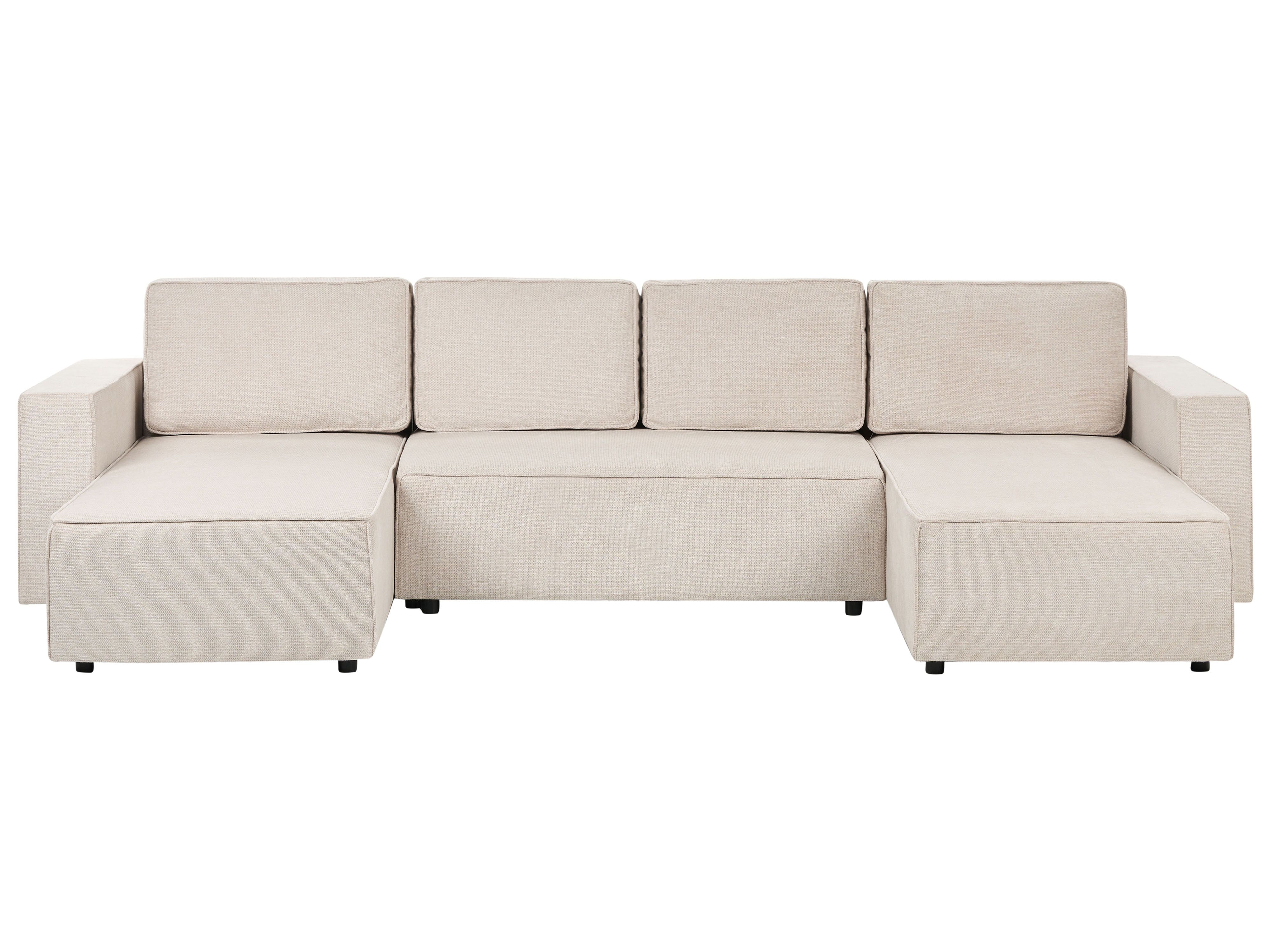 U-formet sovesofa VATNE Lys Beige med opbevaring 4 personers | Beliani.dk