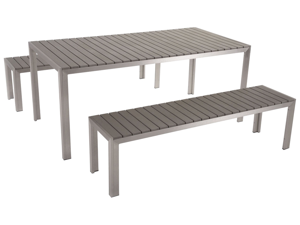 6 Seater Aluminium Garden Dining Set Grey NARDO Beliani