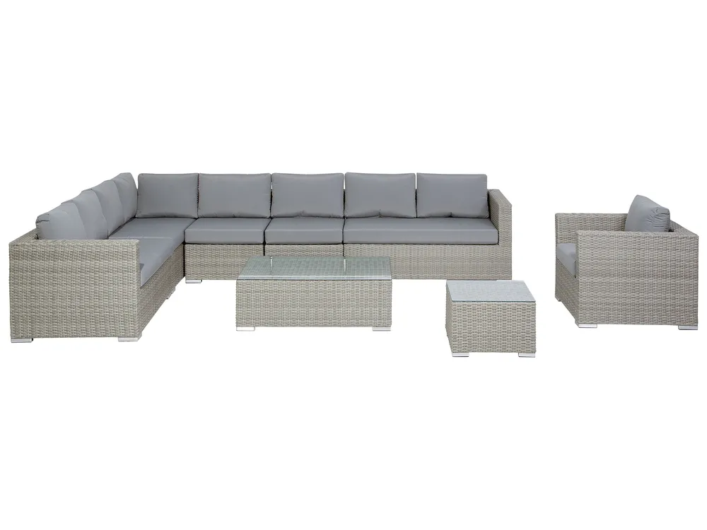Garden Lounge Set with Table 8 Seater XXL Right Hand Modular PE Rattan ...
