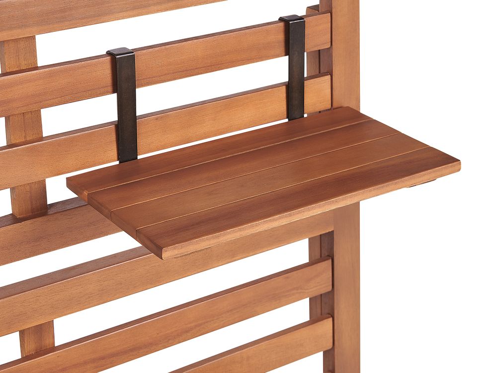 Garden Bench with Wall Panel MATINO 80 cm with Storage Acacia Wood Light Wood Beliani