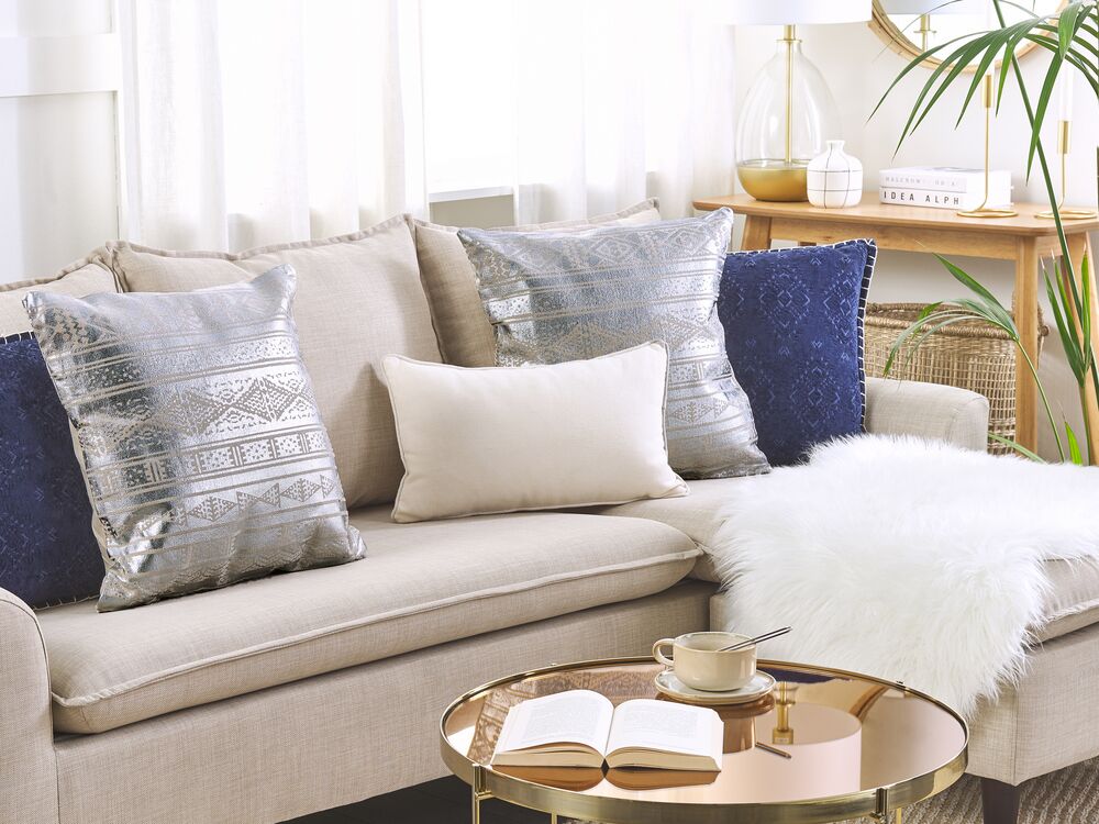 Sofa 3 Seater LERMON Fabric Light Grey | Beliani.co.uk