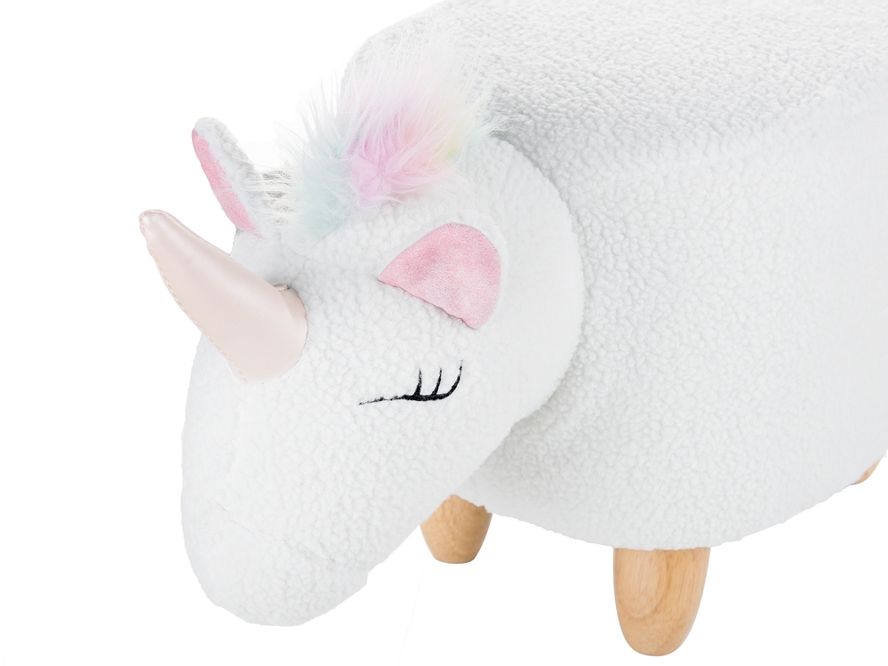 Fabric Animal Stool White UNICORN Beliani