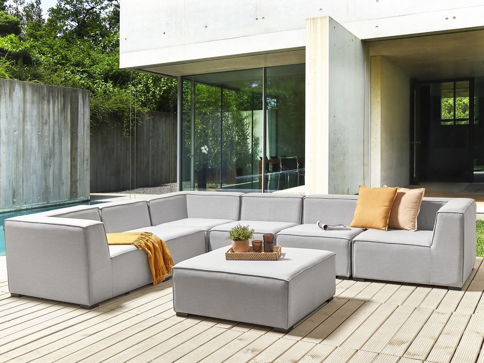 Garden Corner Sofa with Table 4 Seater SANO II Right Hand Modular PE ...