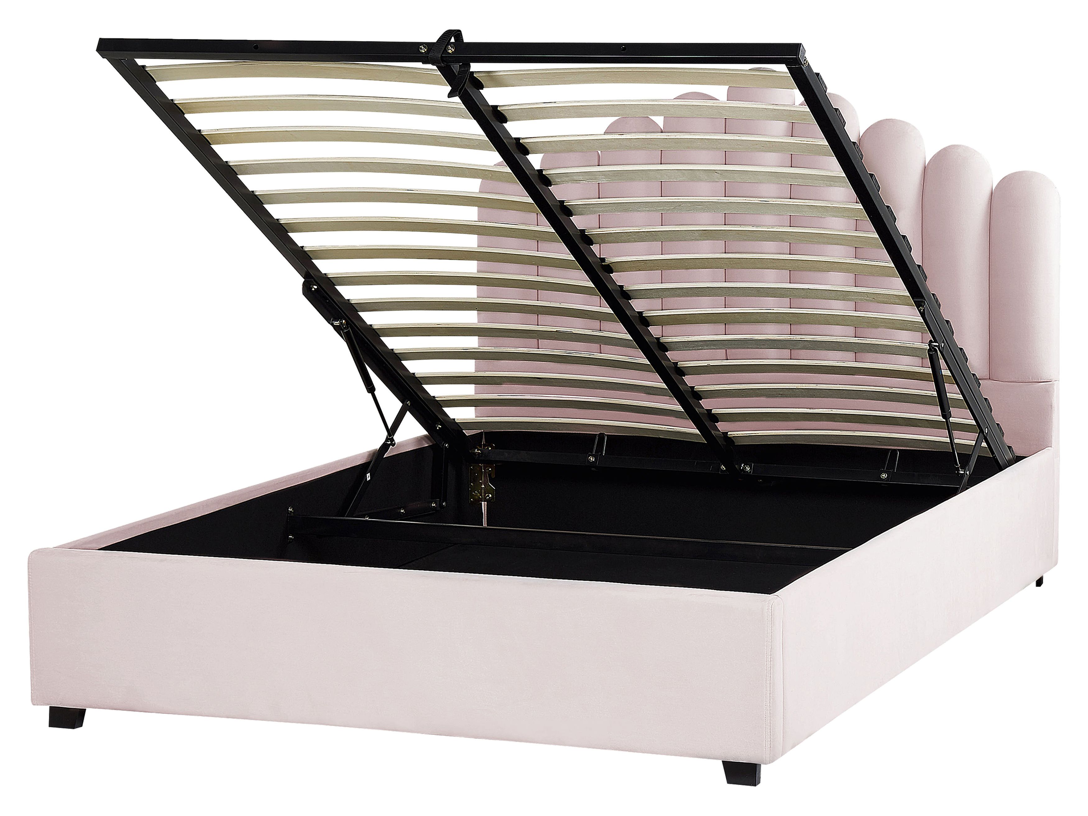 Ottoman Bed Velvet VINCENNES 160 x 200 cm (EU King Size) Pastel Pink ...
