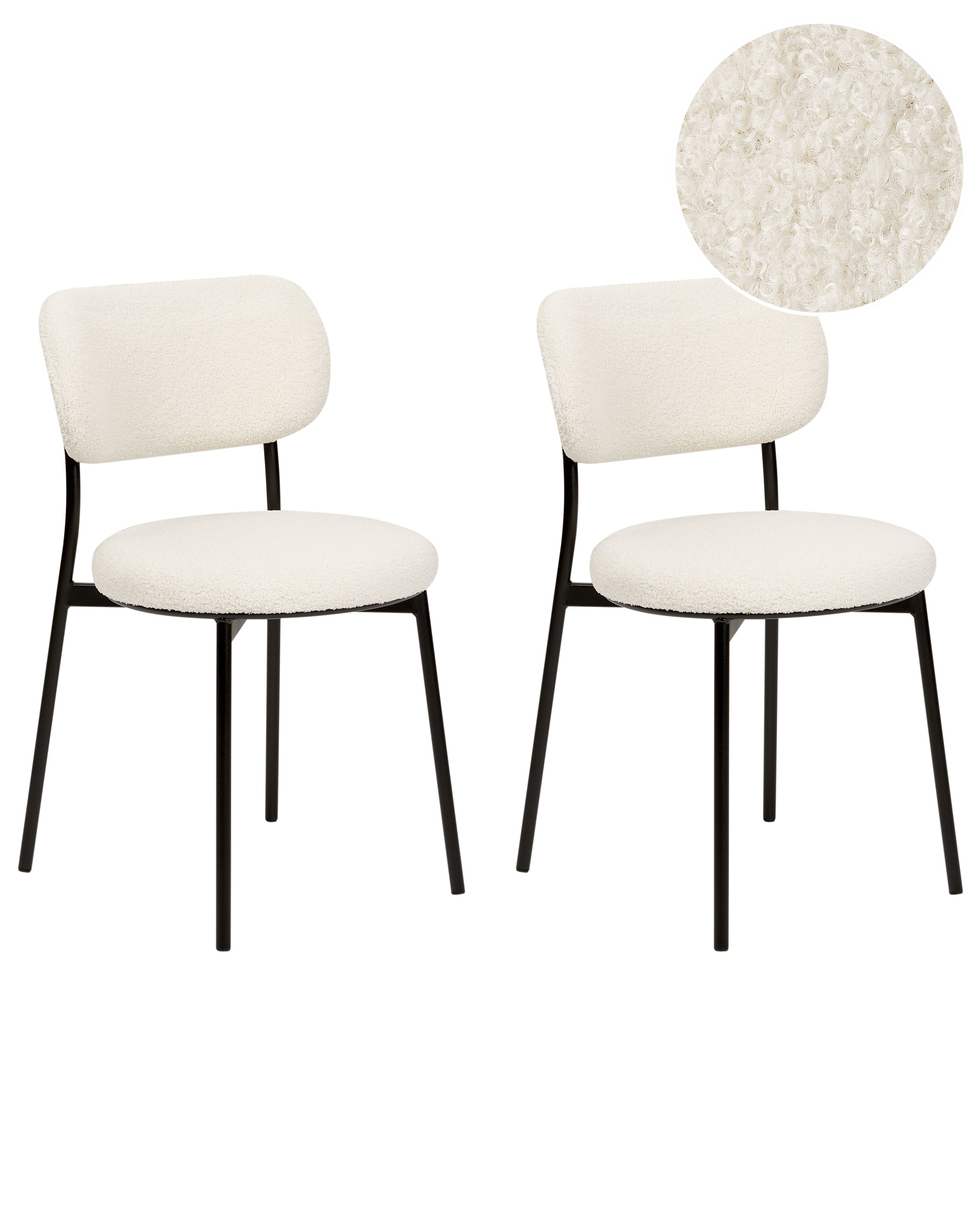 Set of 2 Dining Chairs CASEY Boucle Off-White | Beliani.co.uk