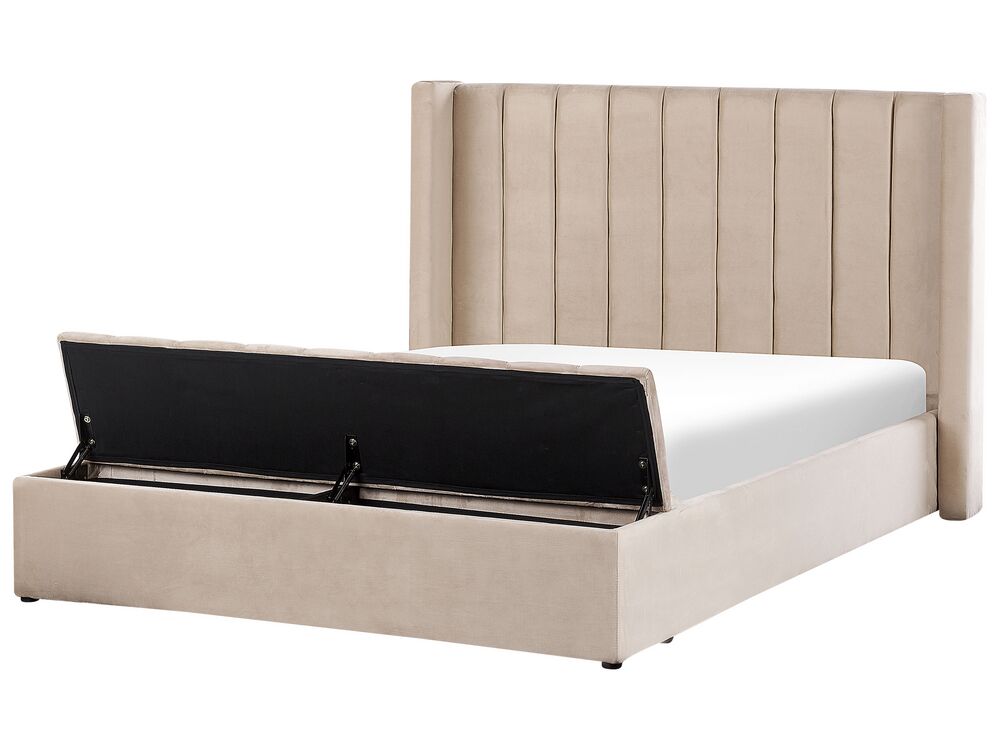 Velvet tufted bed with storage store