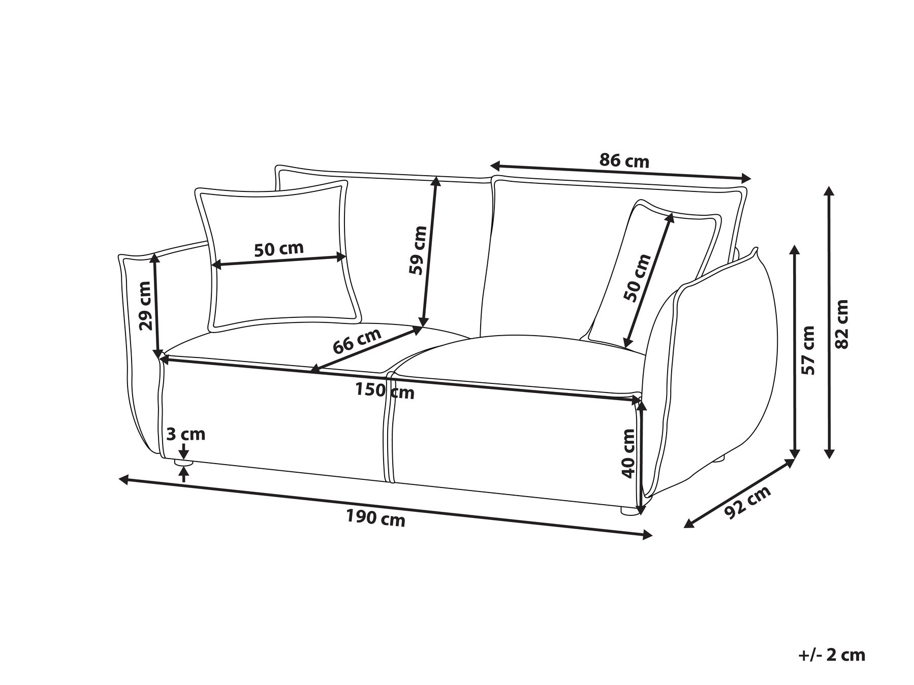 Pohovka 3místná KUNES Tkanina Světle béžová | Beliani.cz