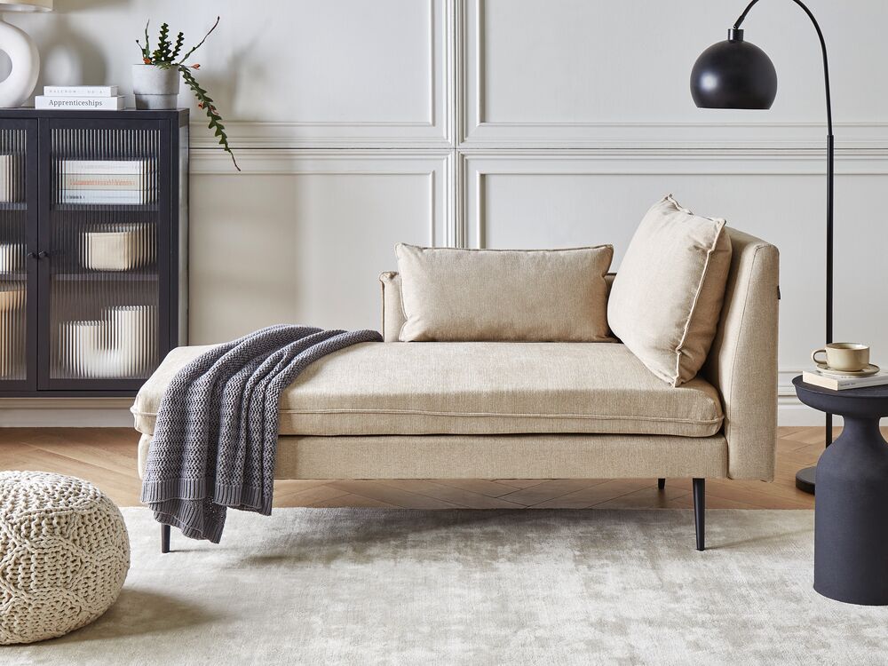 Right-Hand Chaise Lounge YERRES Fabric Beige | Beliani.co.uk