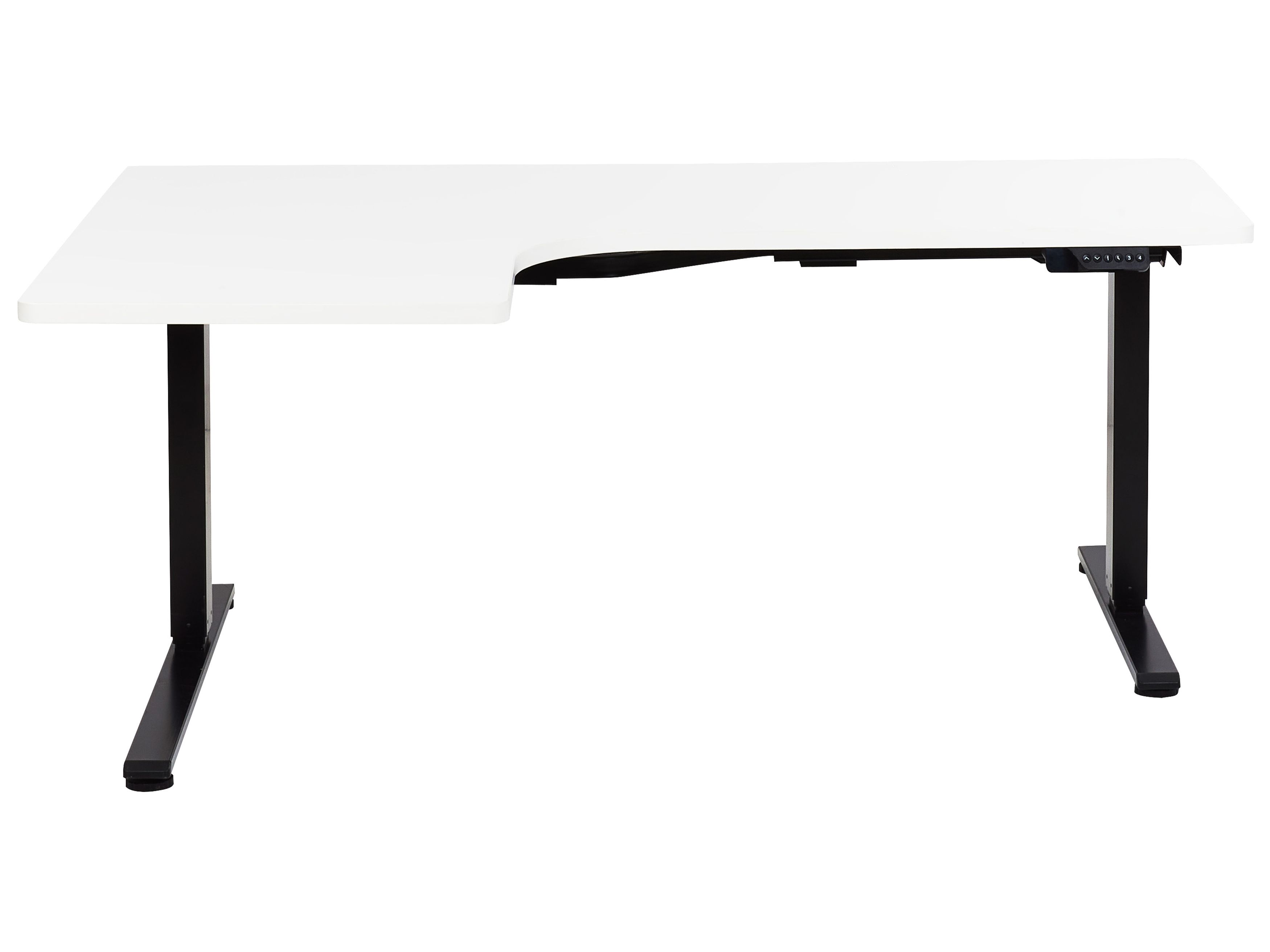 Electric Adjustable Left Corner Desk DESTINES White/ Black 160 cm 109 ...
