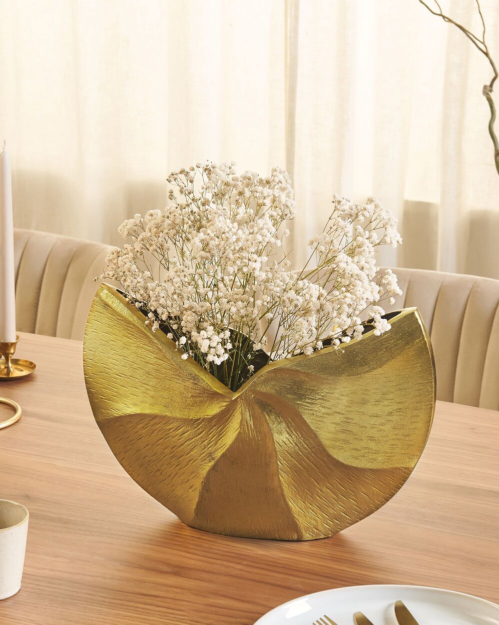 Decorative Vase SANCHI Metal 33 cm Gold | Beliani.co.uk