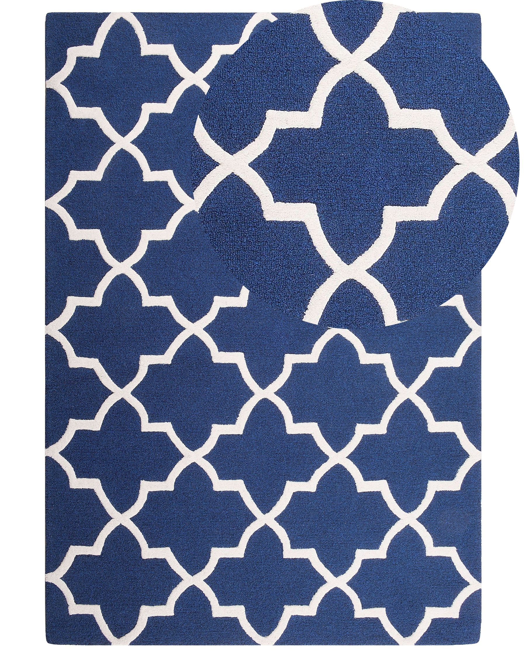 Tappeto rettangolare in cotone blu 140x200 cm SILVAN | Beliani.it