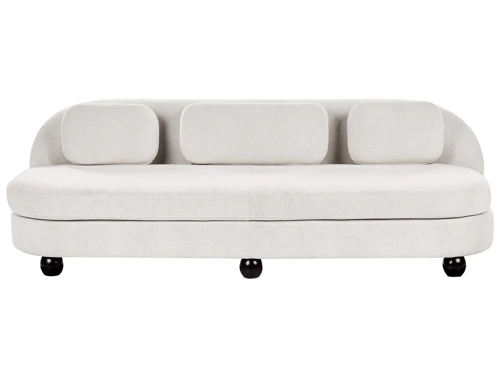 Sofa 3 Seater FANSEN Fabric Off-White with Cushion | Beliani.co.uk