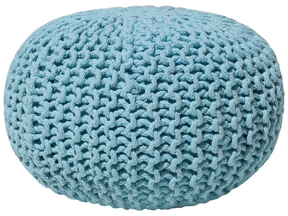 Cotton Knitted Pouffe 40 x 25 cm Light Blue CONRAD Beliani