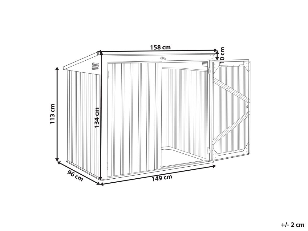 Garden Shed MOENA Metal 158 cm 96 cm Light Grey | Beliani.co.uk