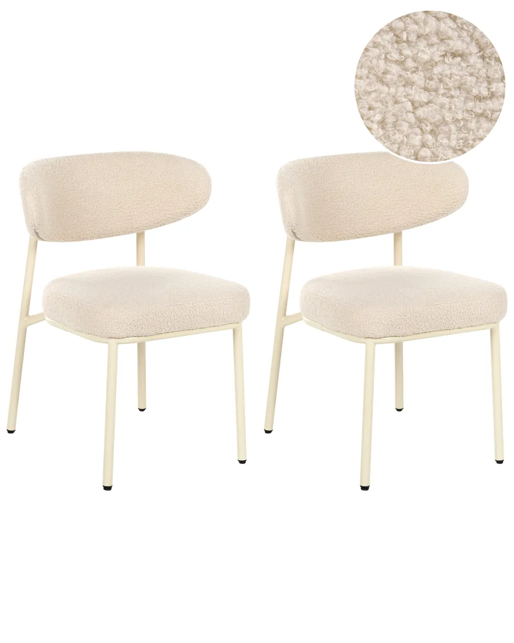 Conjunto de 2 cadeiras de jantar UNITY Bouclé Creme claro | Beliani.pt