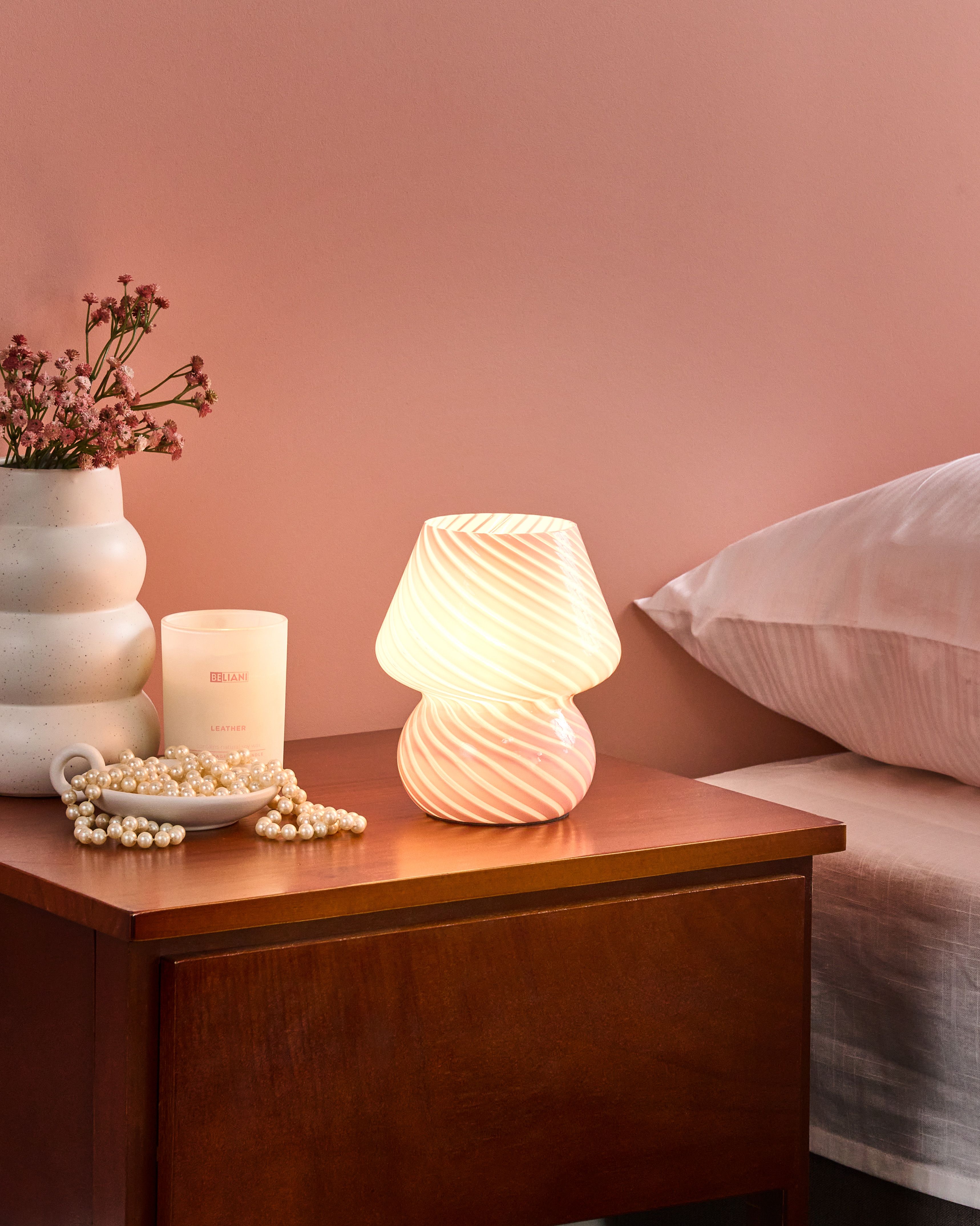 Glass Table Lamp Pink LOBO | Beliani.co.uk