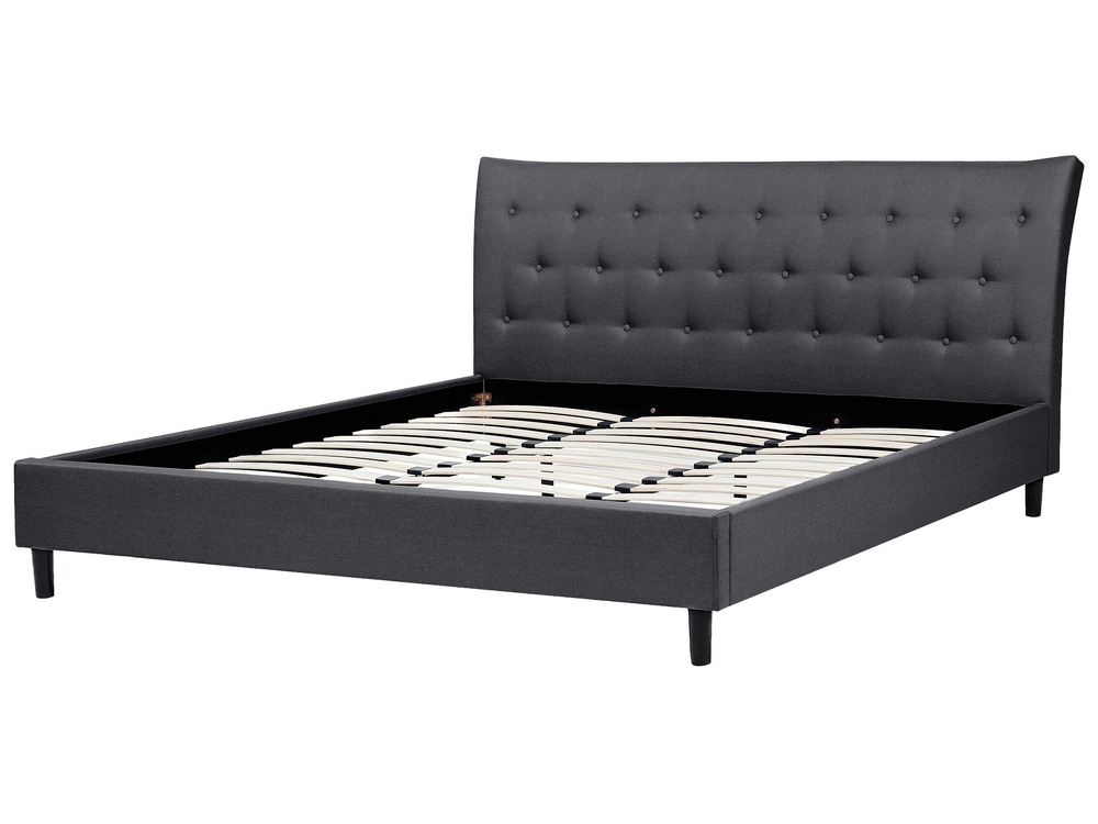 Bed Fabric SAVERNE 180 x 200 cm EU Super King Dark Grey Beliani