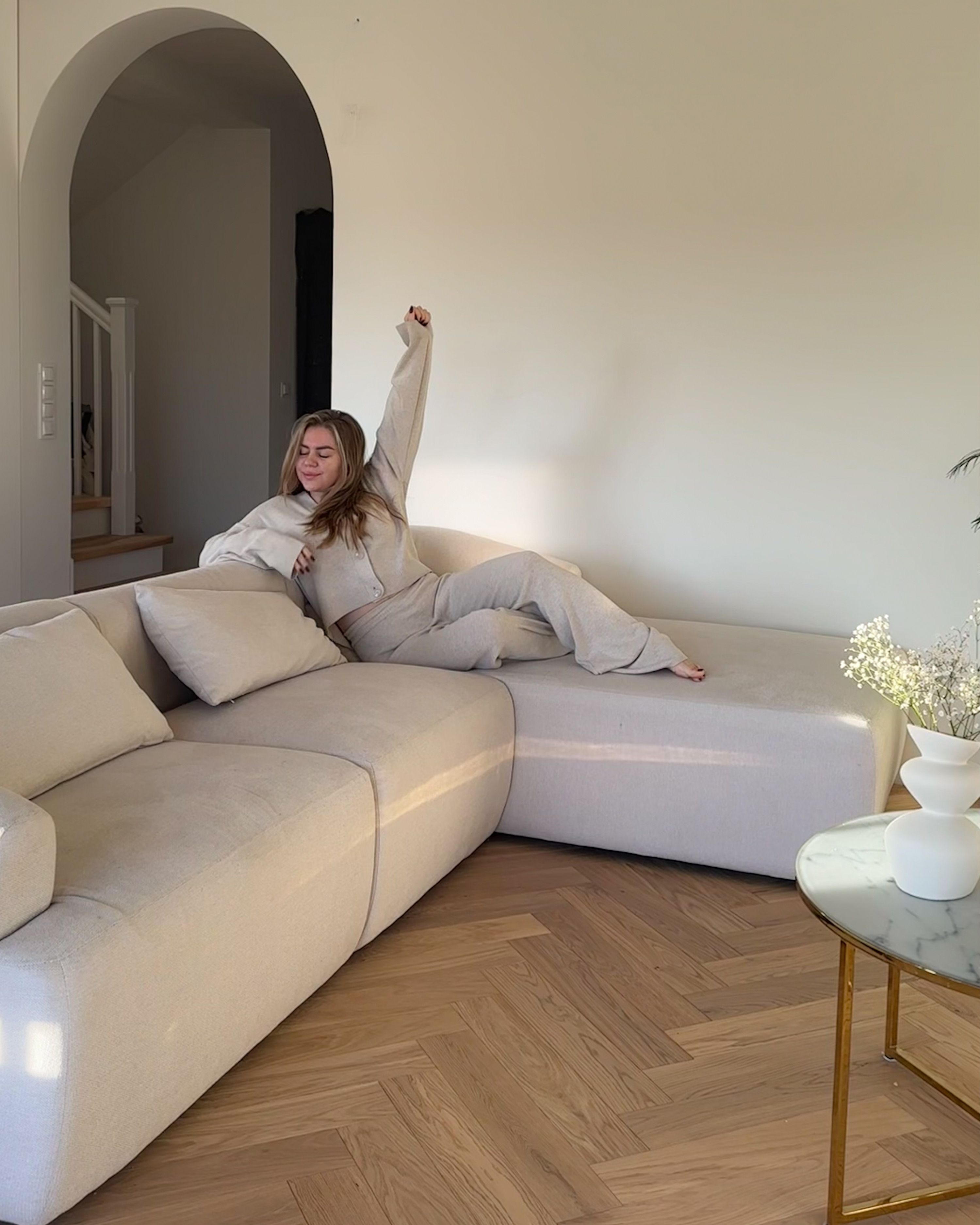 Corner Sofa SVANSELE Fabric Light Beige 3 Seater Left Hand | Beliani.co.uk