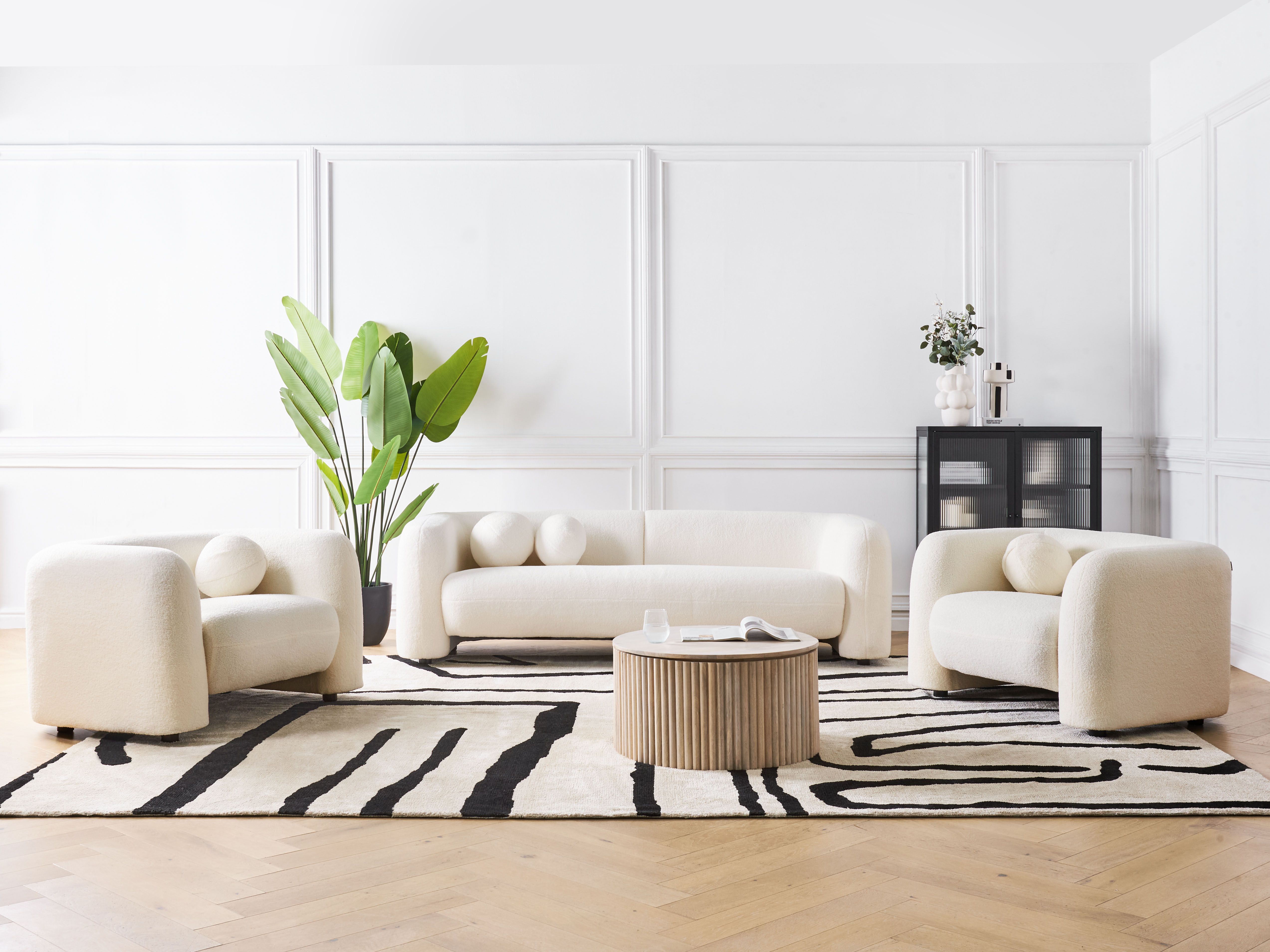 Canapé 3 places LEIREN Bouclé Blanc | Beliani.fr