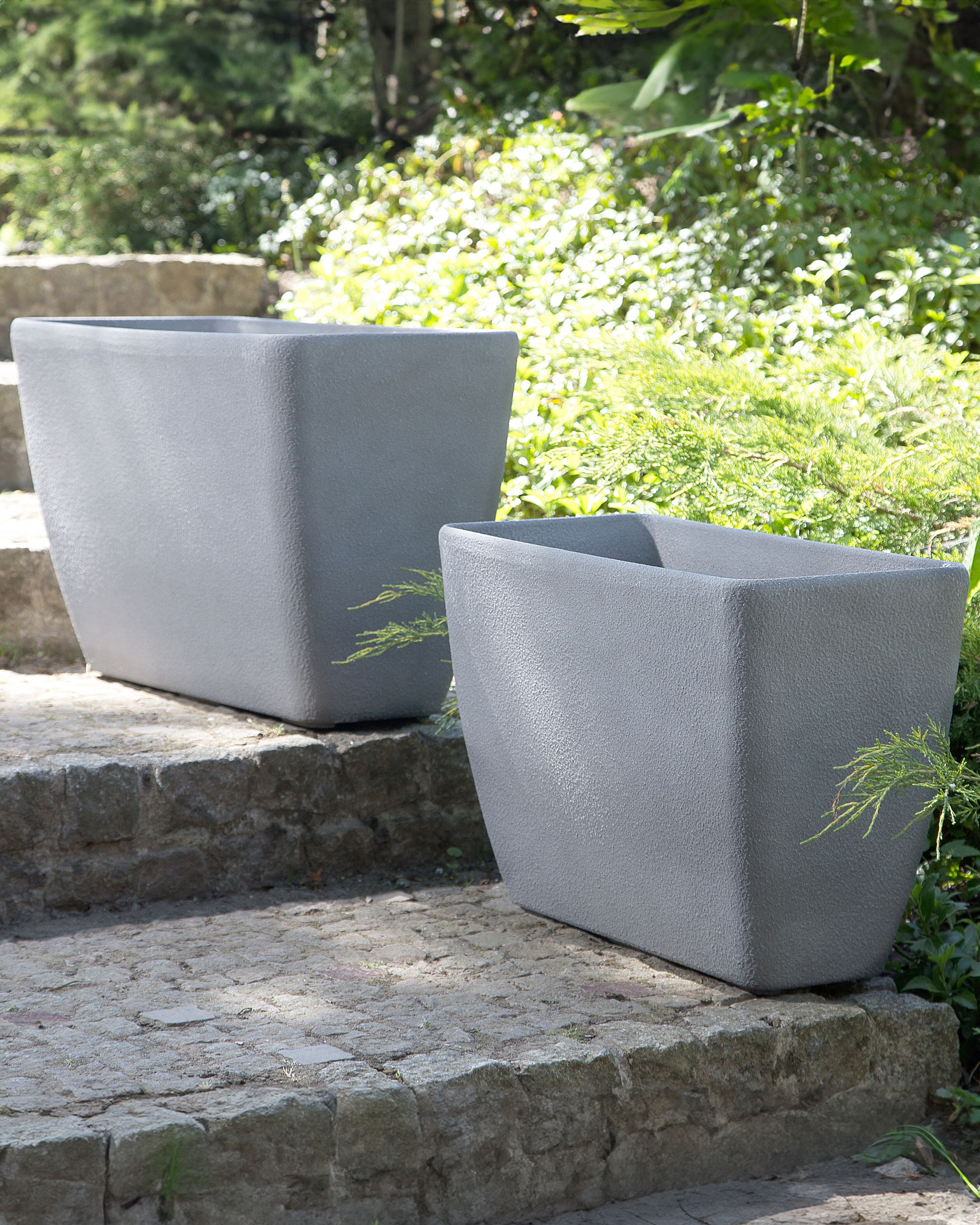 Flower Pot Stone Grey 74 x 32 x 45 cm BARIS | Beliani.co.uk