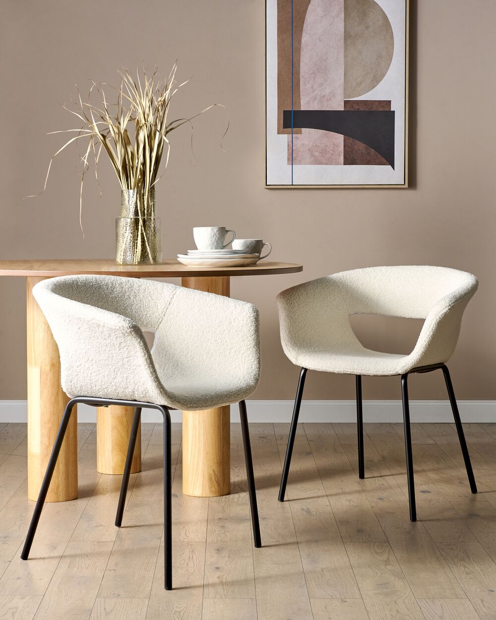 Set of 2 Dining Chairs ELMA Boucle Off White Beliani