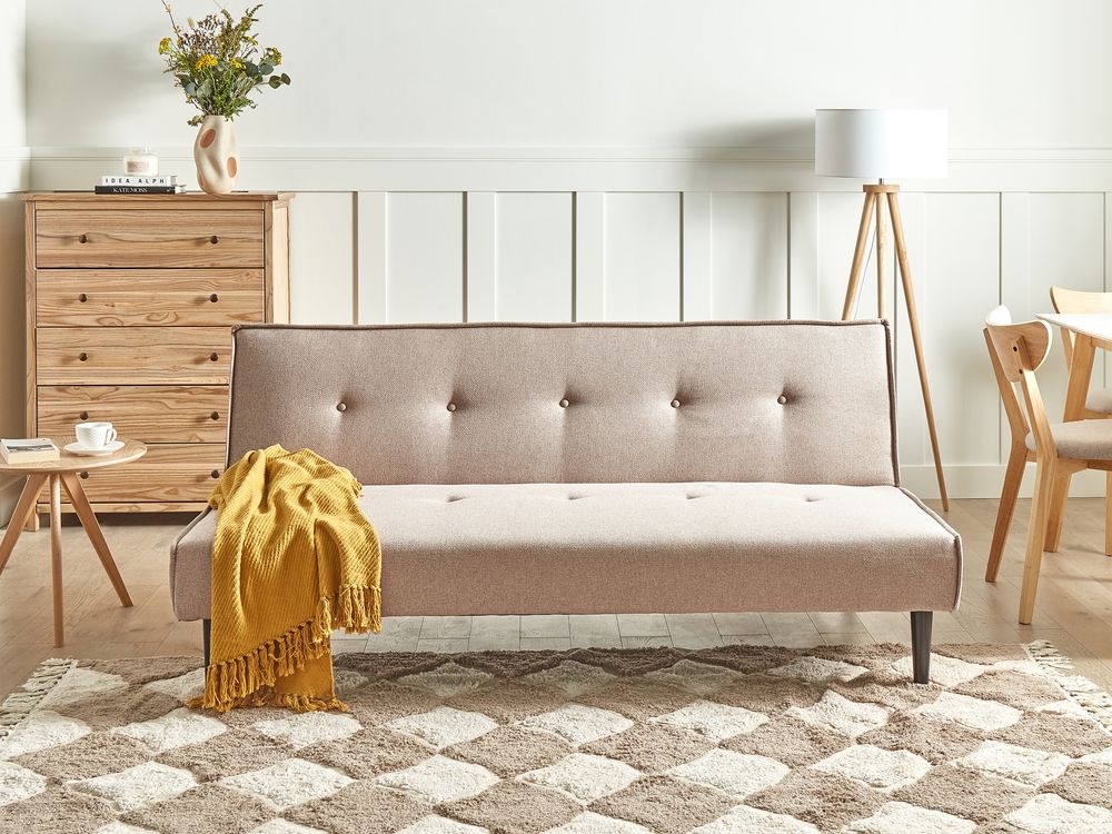 Sofa 3 Seater LERMON Fabric Light Grey | Beliani.co.uk