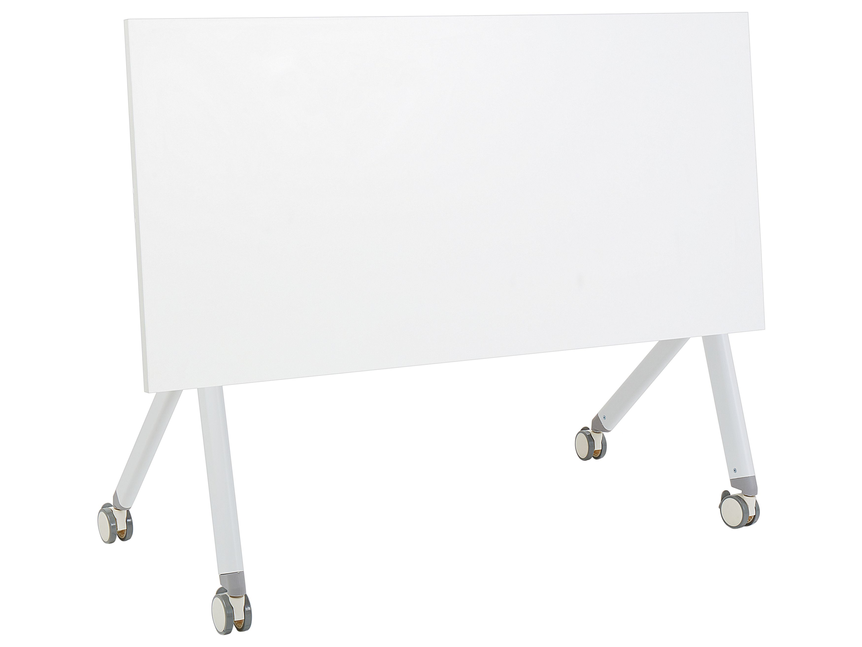 Foldable Office Desk BENDI White 120 cm 60 cm with Wheels | Beliani.co.uk