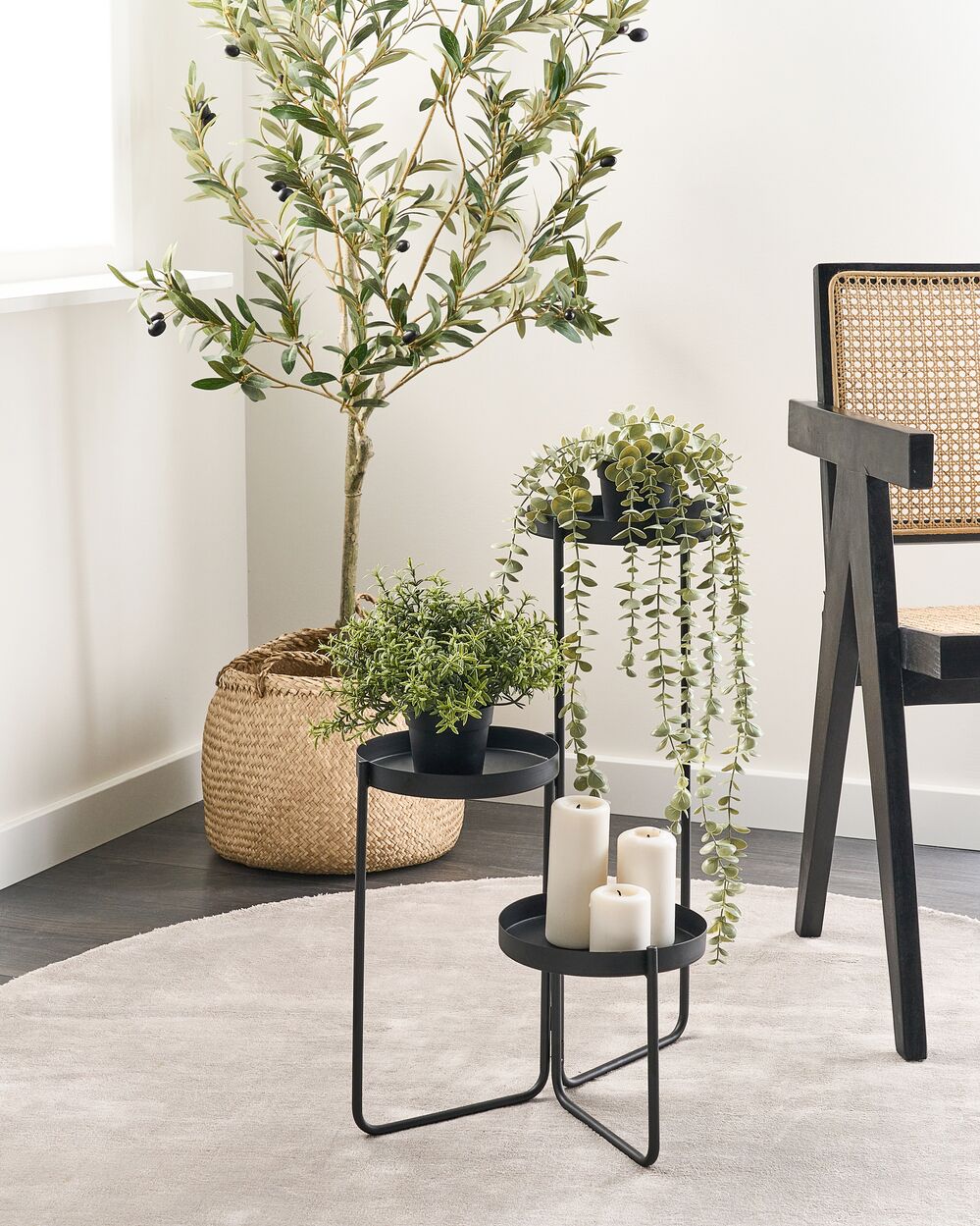 Elevated Plant Pot VINCA Metal 70 cm Black | Beliani.co.uk