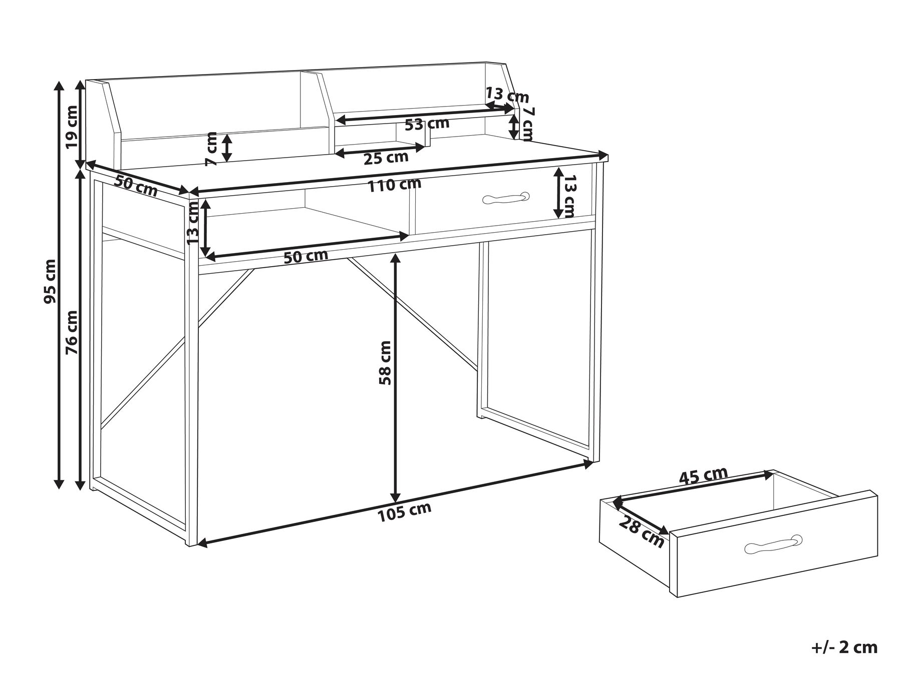 Home Office Desk ZYRA White 110 cm 50 cm | Beliani.co.uk
