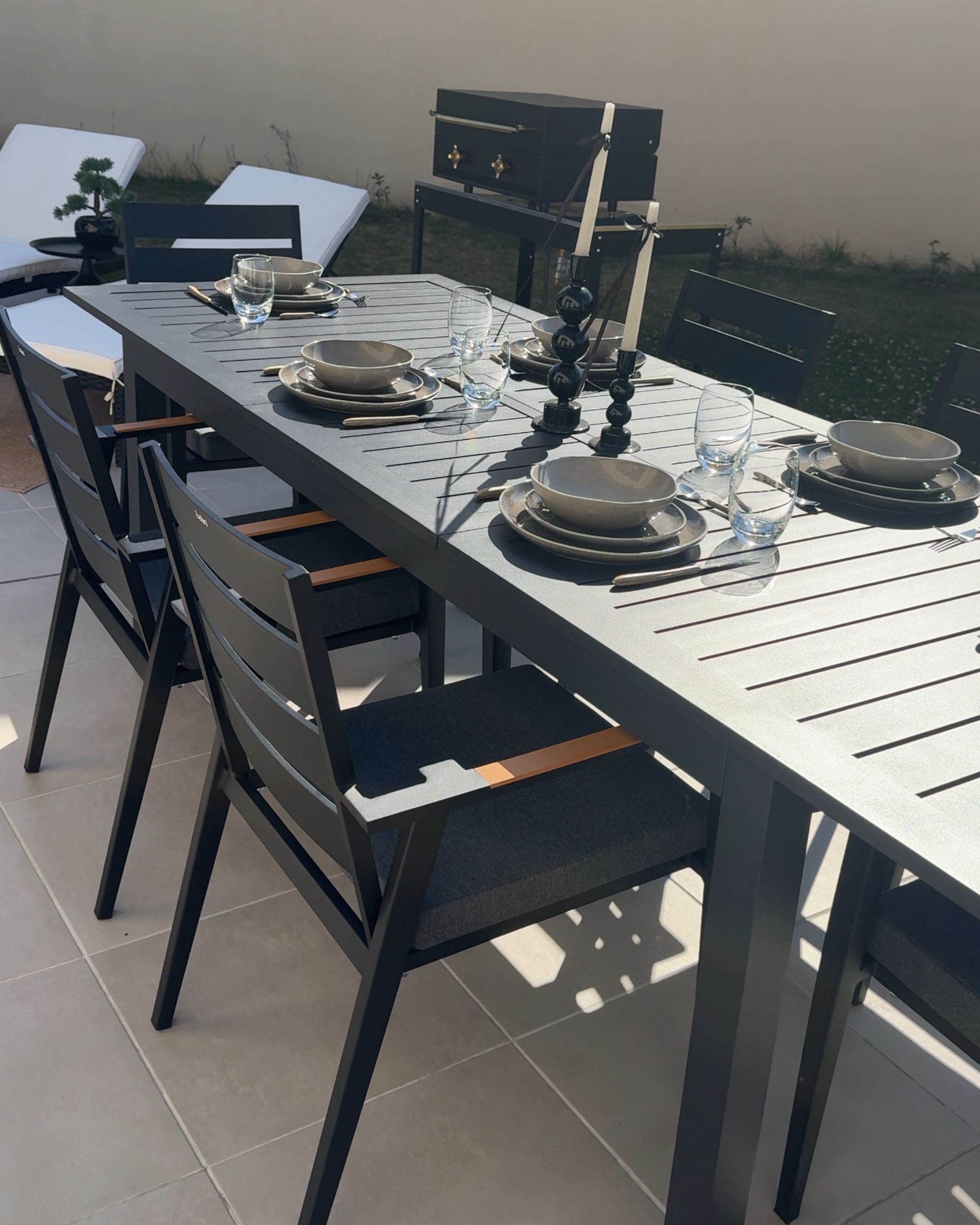 Extending Garden Dining Table SKALOMA 180/240 cm 90 cm Metal Dark Grey ...