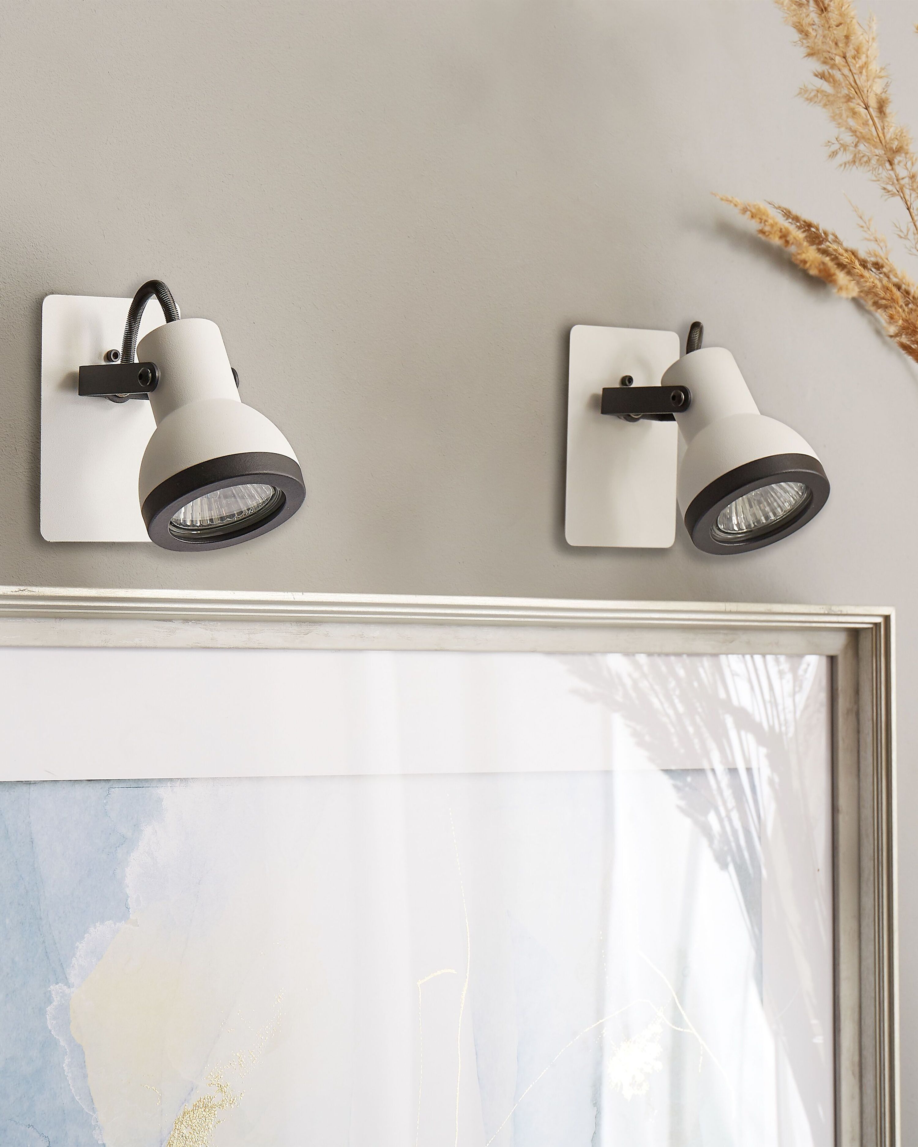 Set of 2 Metal Spotlight Lamps White and Black BARO | Beliani.co.uk