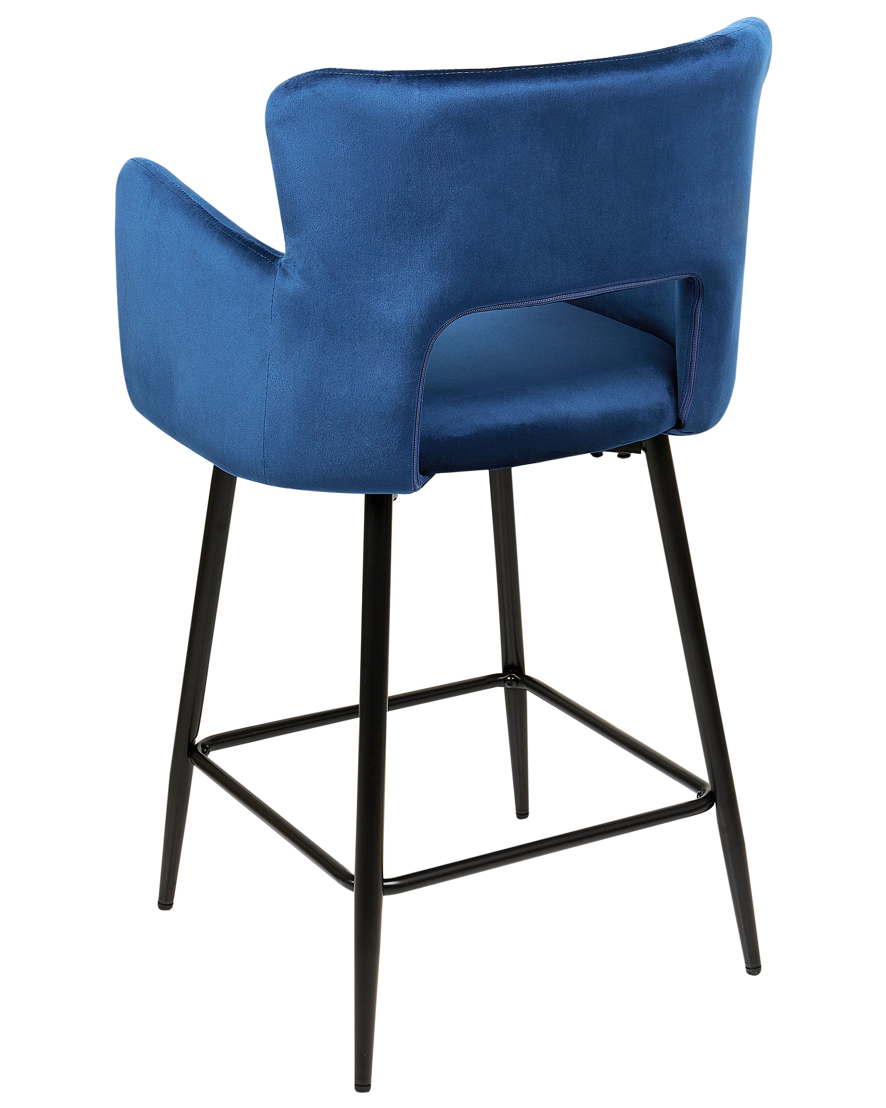 Set of 2 Bar Chairs SANILAC Velvet Navy Blue | Beliani.co.uk