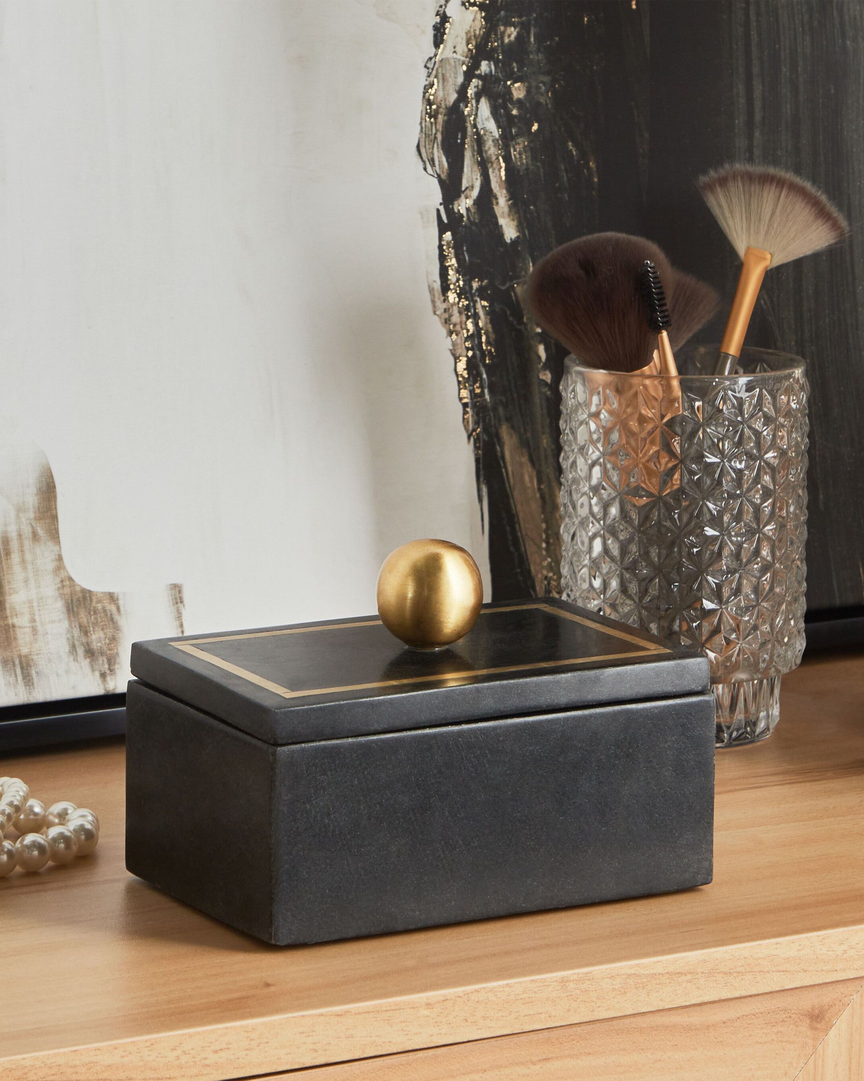 Marble Decorative Box Black CHALANDRI | Beliani.co.uk