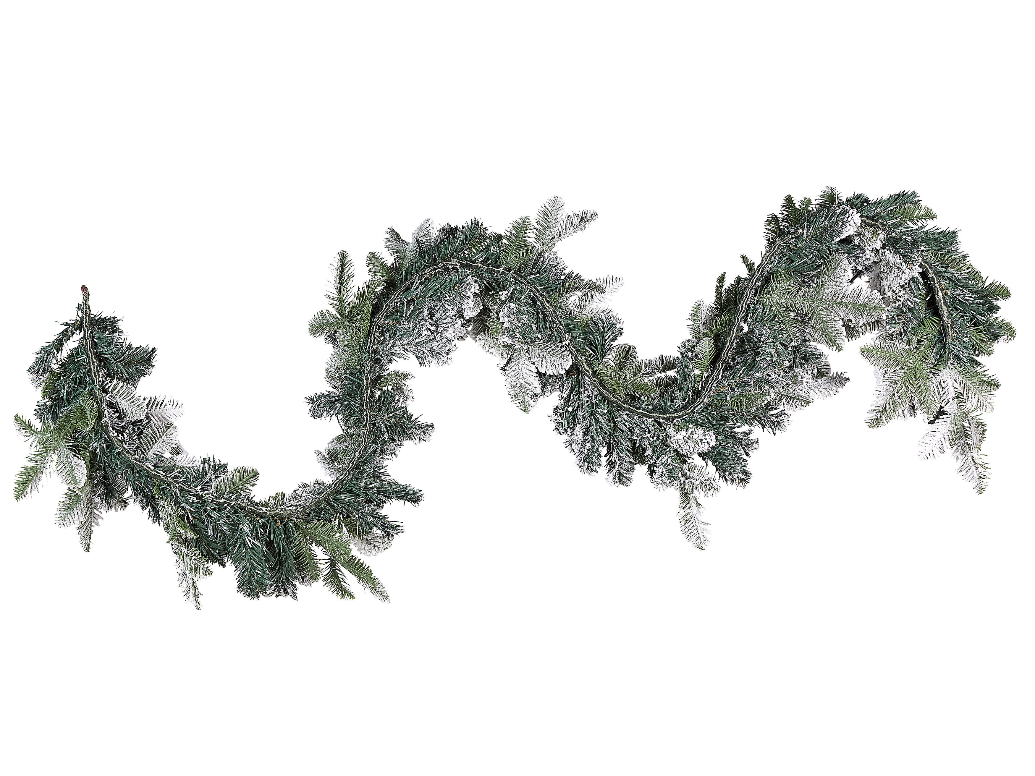 Weihnachtsgirlande weiß mit LED-Beleuchtung Schnee bedeckt 270 cm SUNDO ...