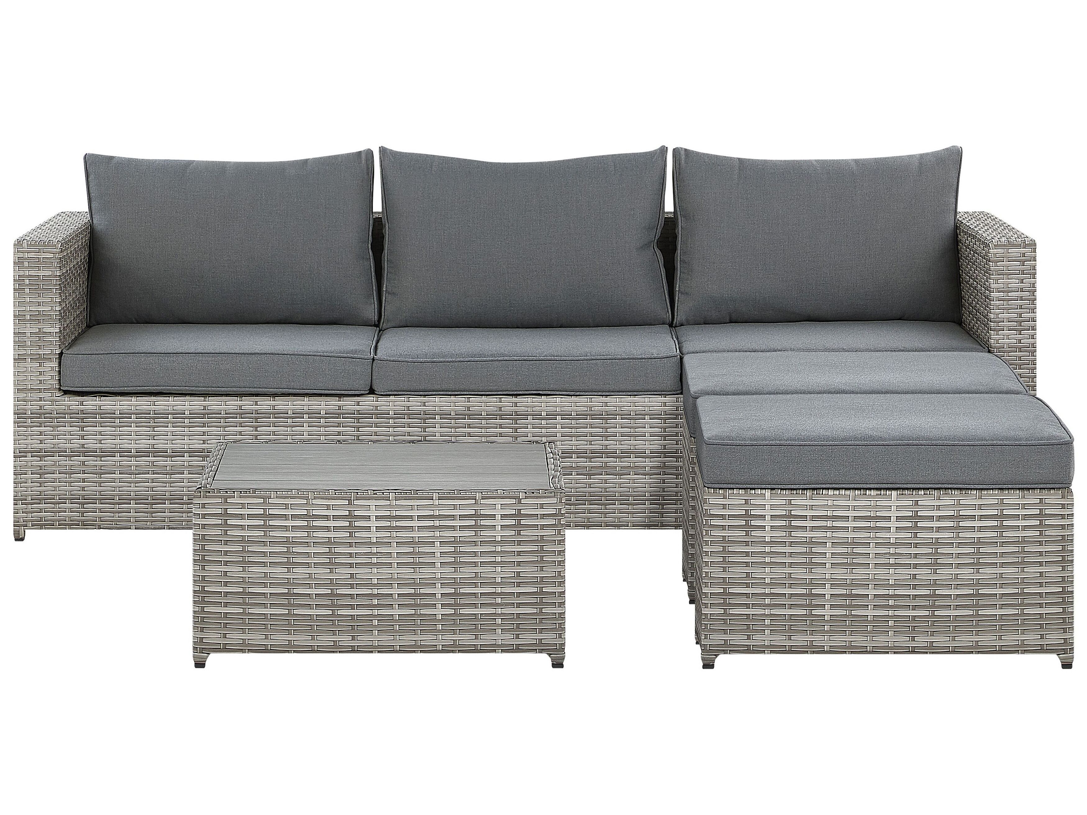 Left Hand 5 Seater PE Rattan Modular Garden Sofa Set Grey SABBIA ...
