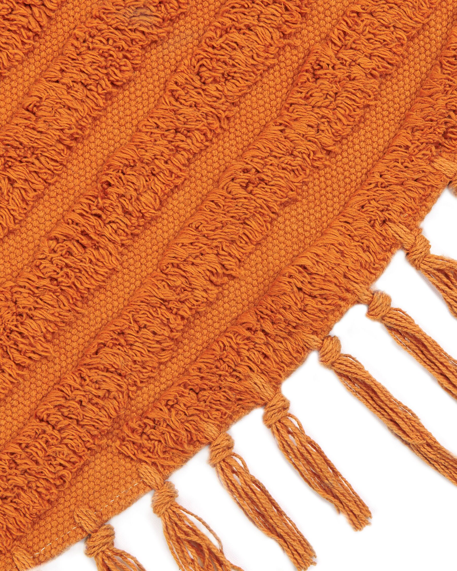 Round Cotton Area Rug ⌀ 140 cm Orange HALFETI | Beliani.co.uk