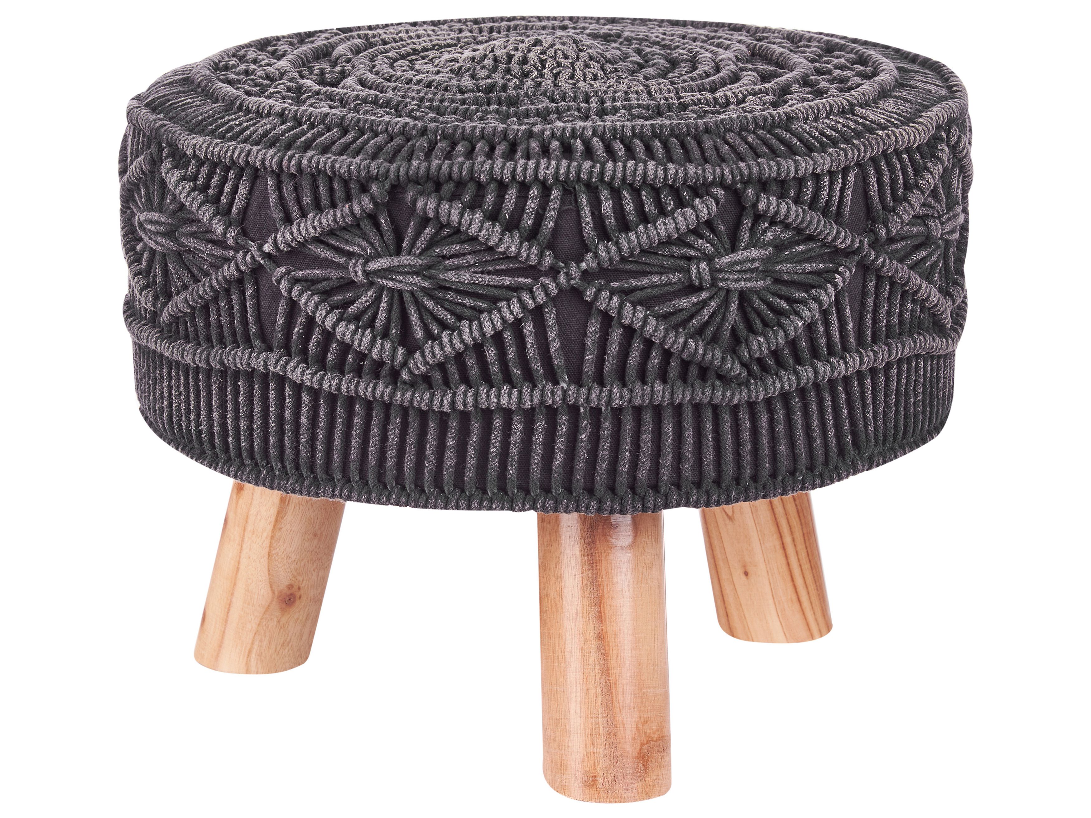 Knitted Stool Graphite Grey MUNDRA | Beliani.co.uk
