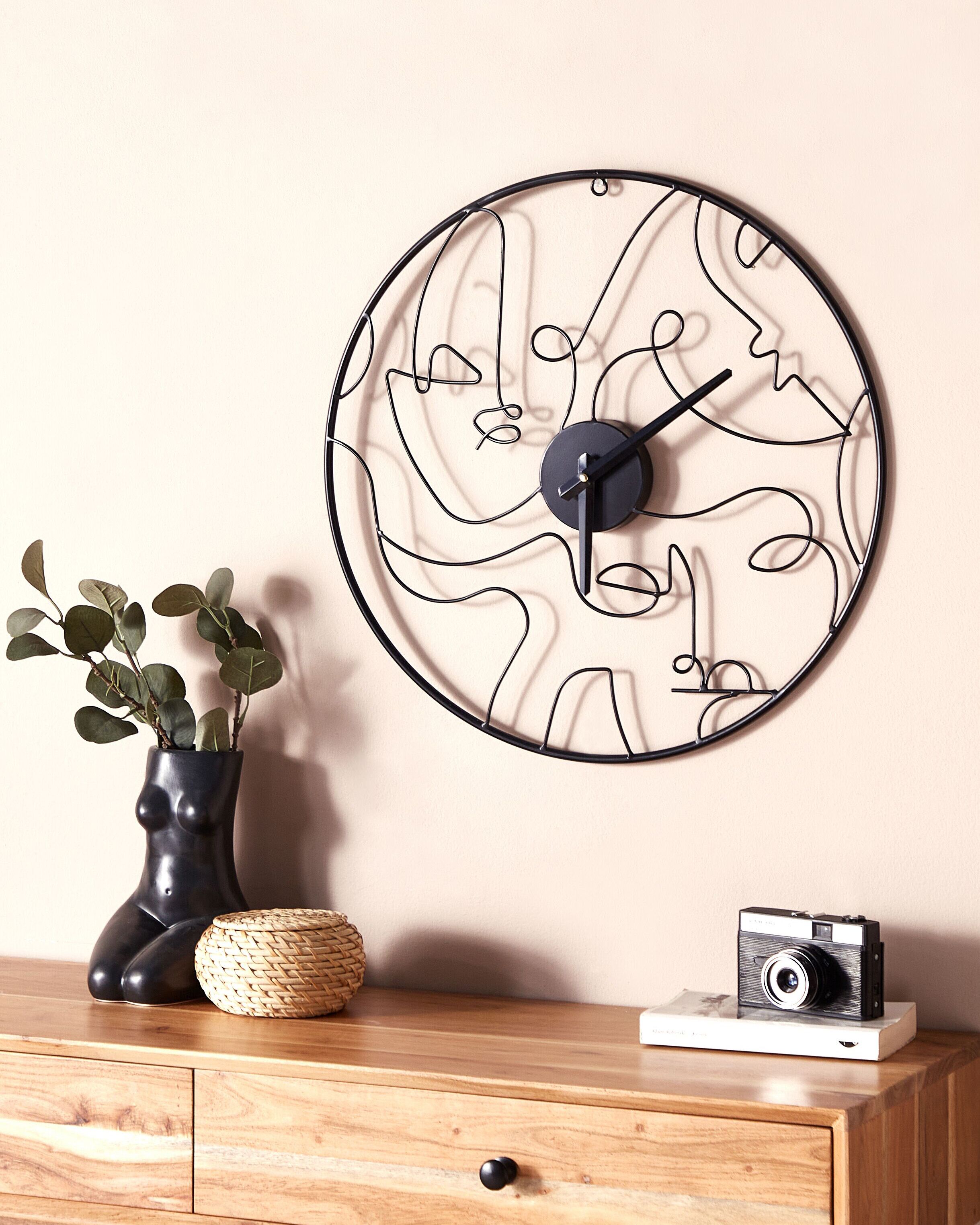 Wall Clock MENTON 50 cm Metal Black | Beliani.co.uk