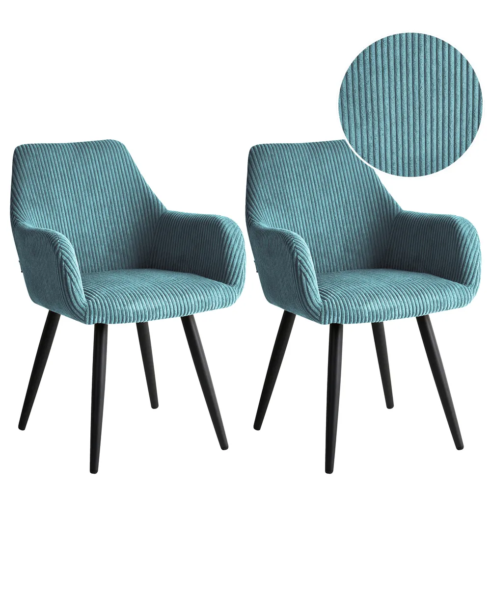 Conjunto de 2 sillas de comedor MORI Pana Turquesa | Beliani.es
