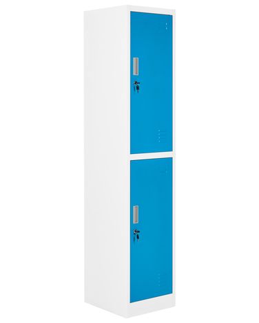 2-Tier Storage Locker ATHLETE Metal White/ Blue | Beliani.co.uk