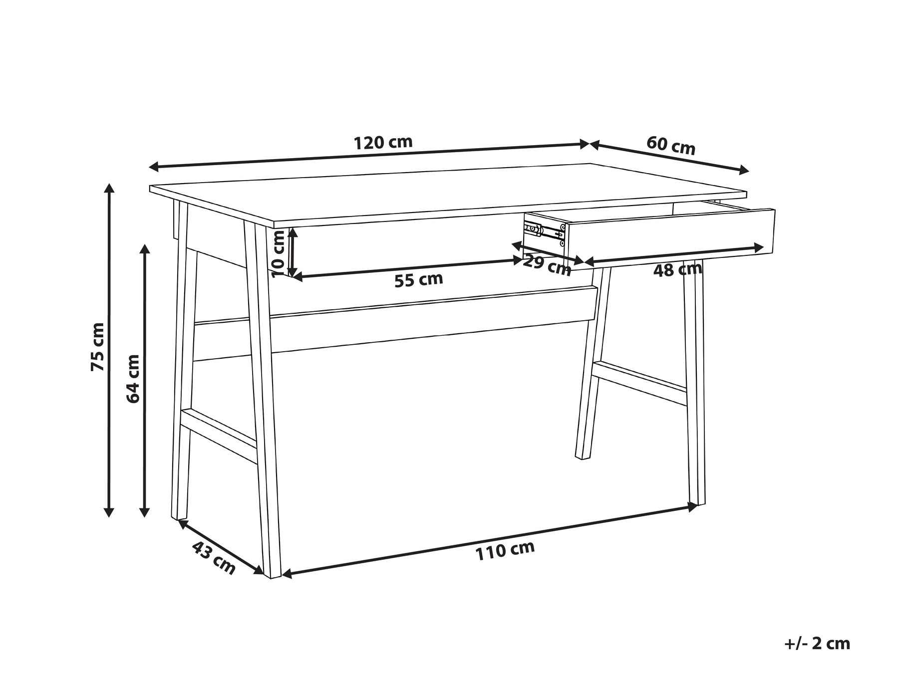 Home Office Desk THESLAY Light Brown/ White 120 cm 60 cm | Beliani.co.uk