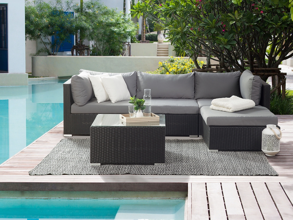 Modular rattan corner sofa store