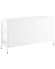 Glass Display Sideboard LED NEWPORT Metal 115 cm White | Beliani.co.uk