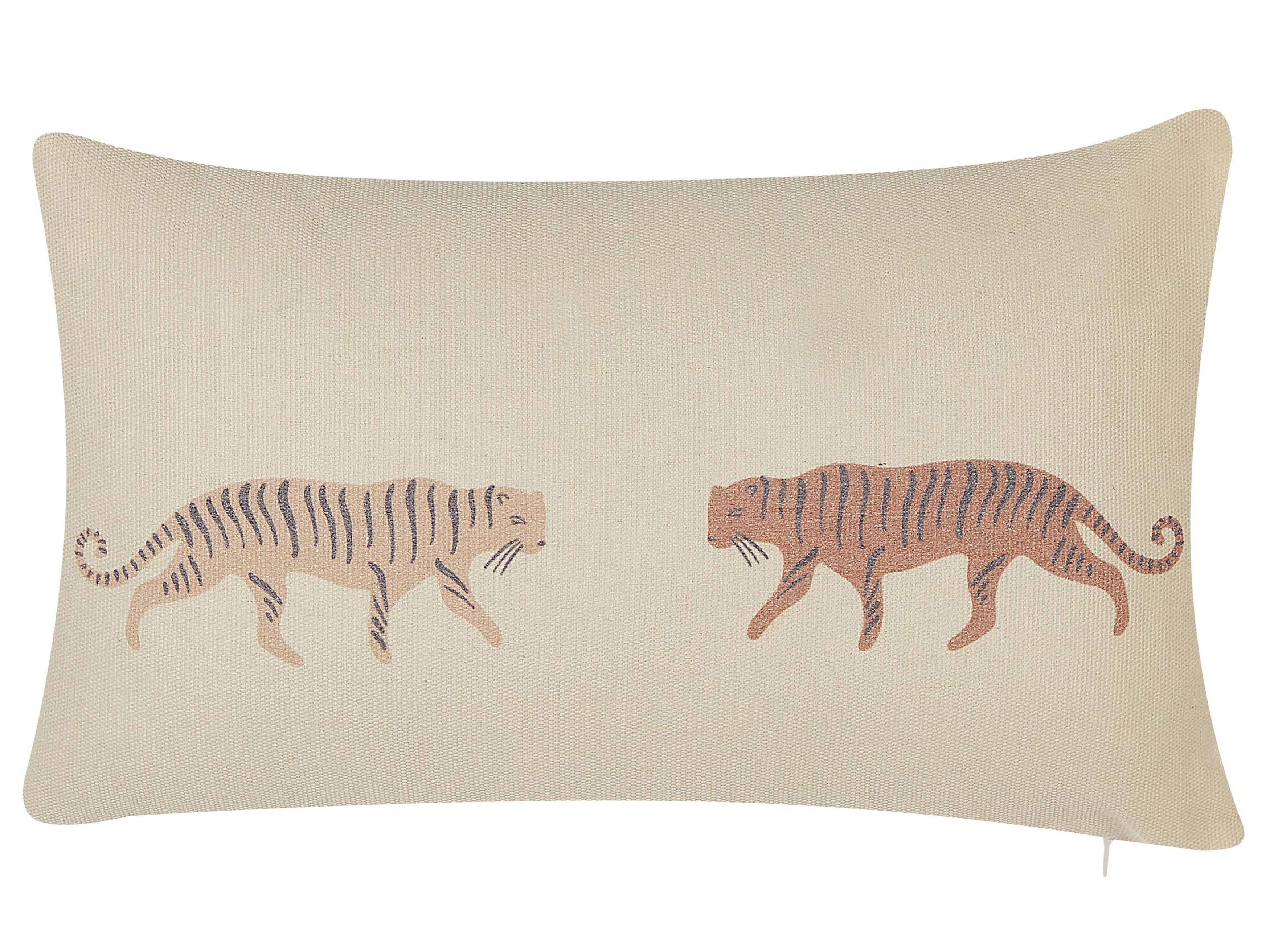 Set of 2 Cushions Tiger Motif 30 x 50 cm Beige NIEREMBERGIA | Beliani.co.uk