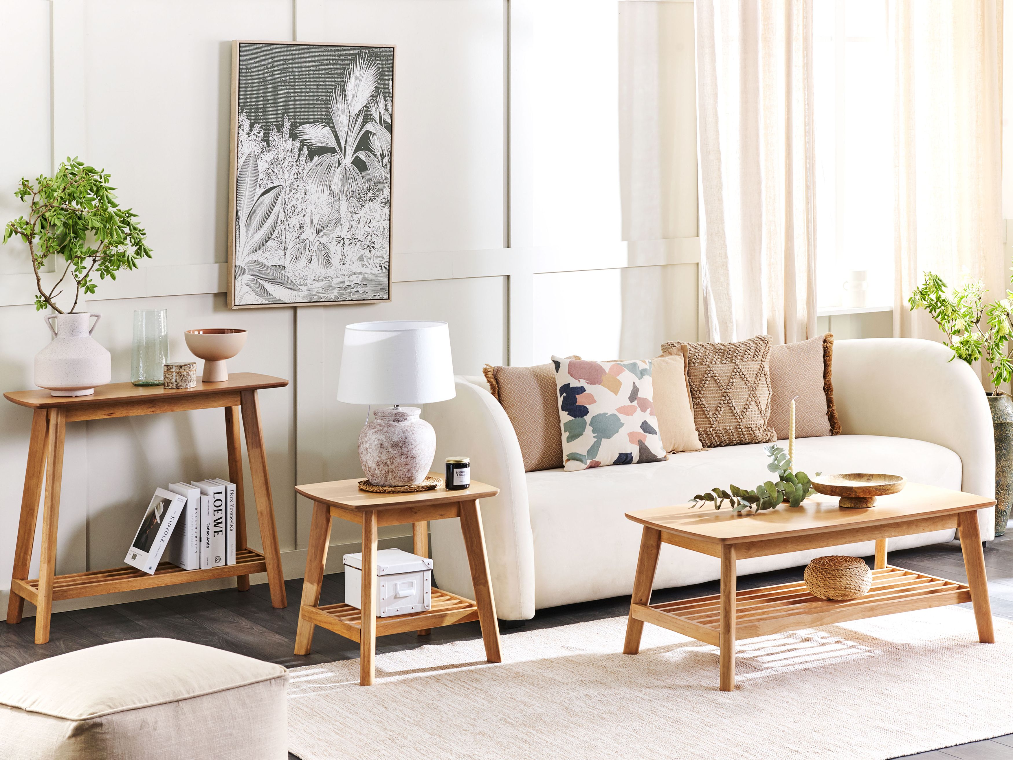 Set van 2 decoratieve kussens LONAR 45 x 45 cm Zandbeige | Beliani.nl