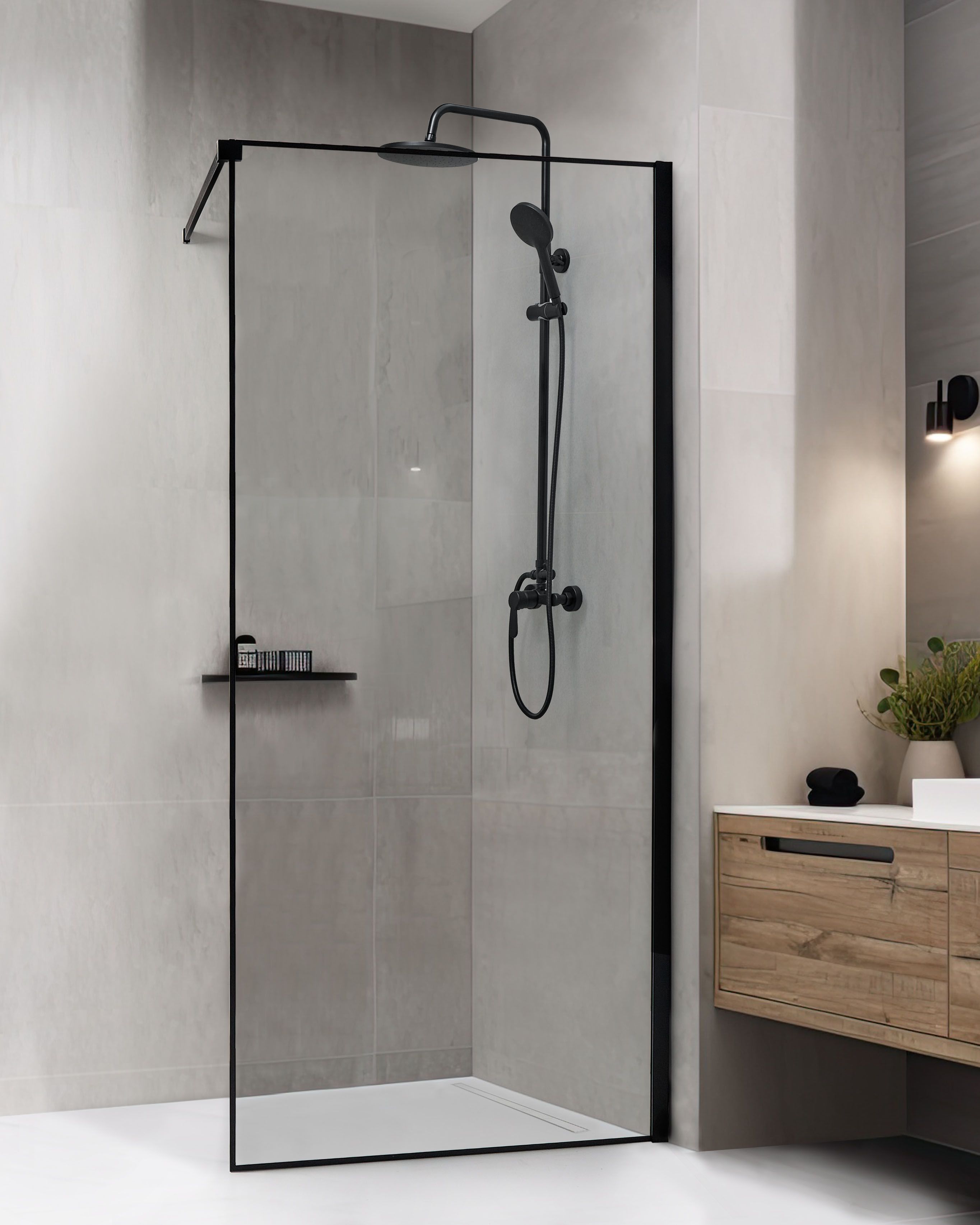 Paravan cabină de duș WASPAM 90 x 190 cm Negru | Beliani.ro