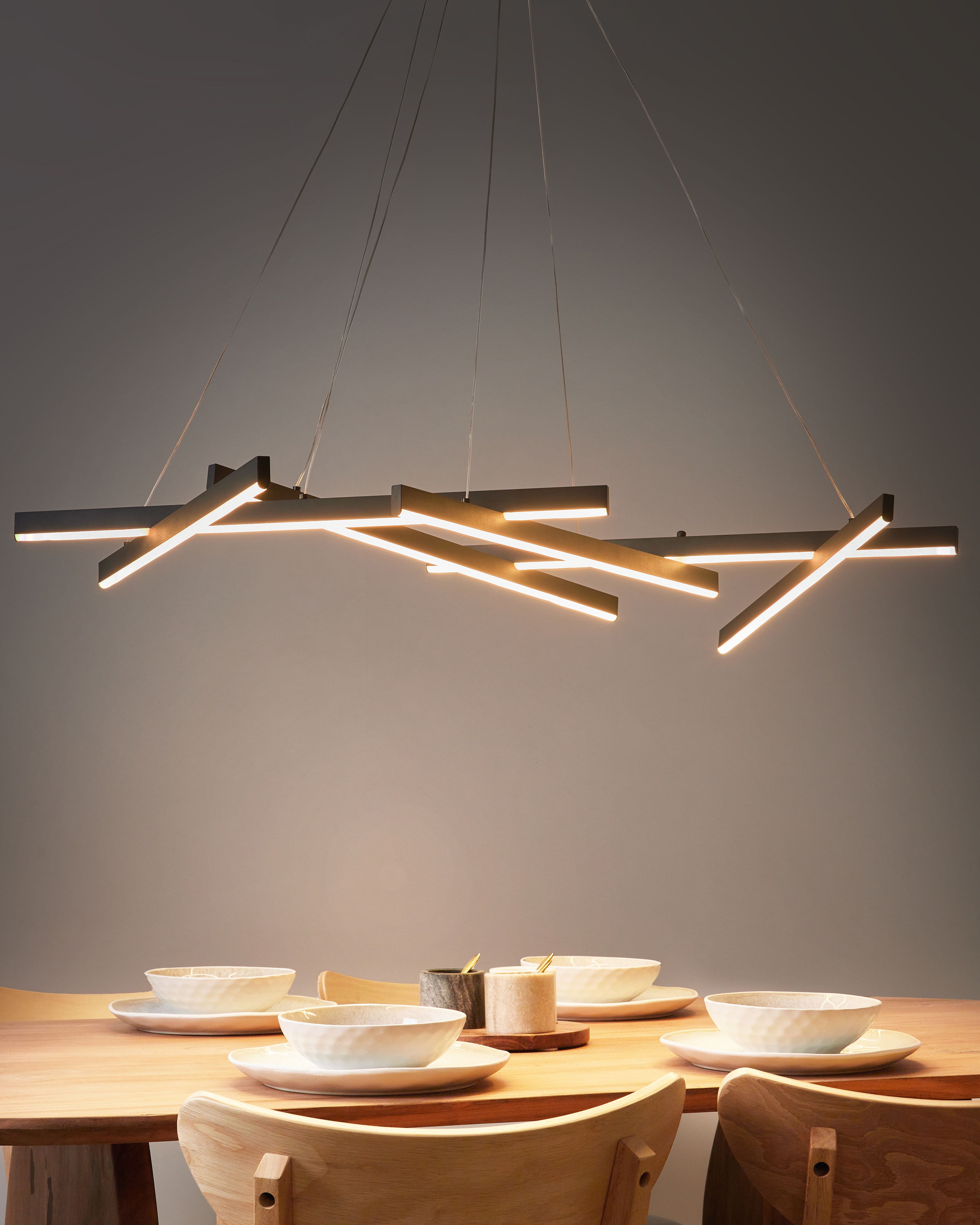 LED Pendant Lamp KANDRA with Dimmer Metal Black | Beliani.co.uk