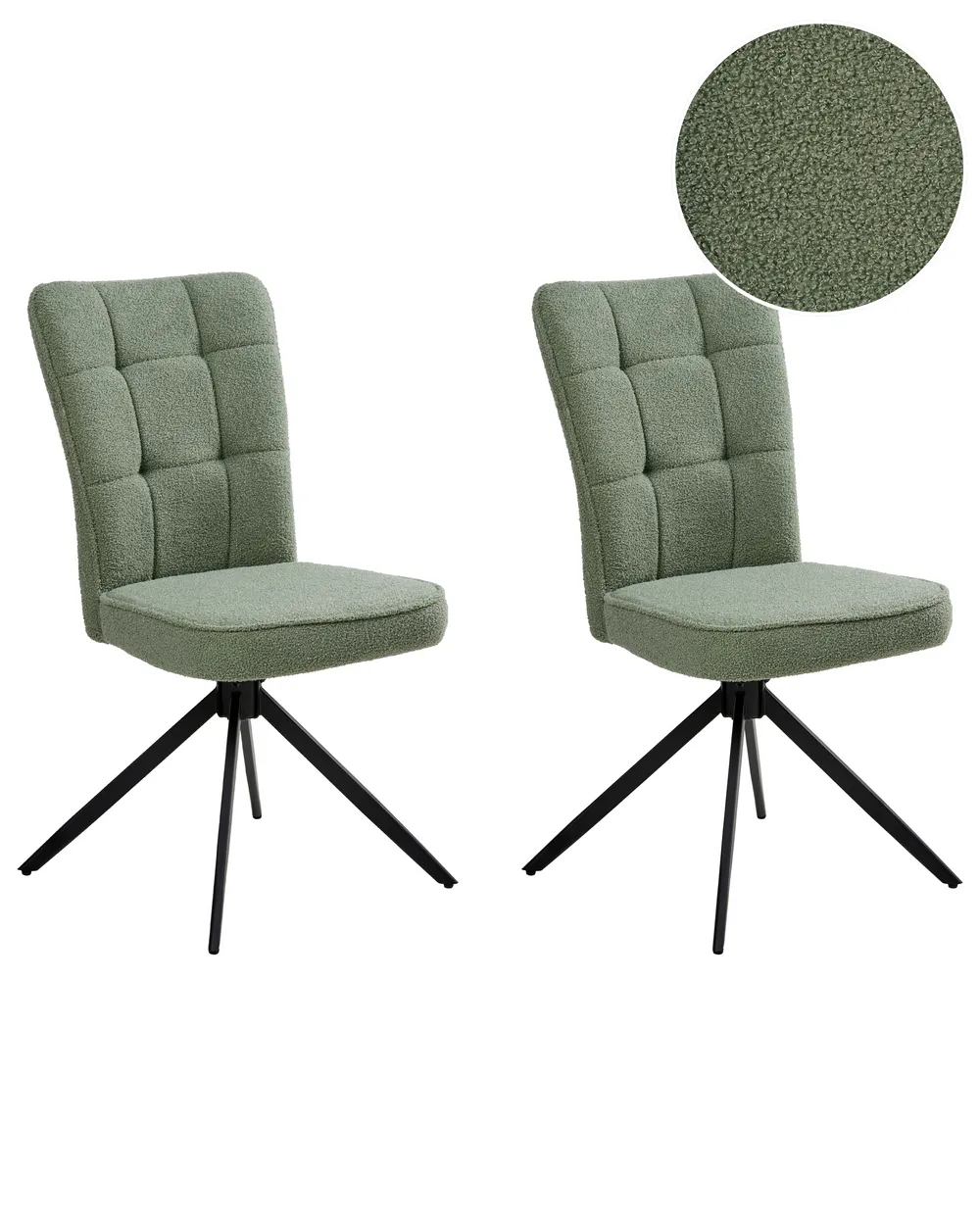Set de 2 scaune dining Pivotant RYAN Boucle Verde deschis | Beliani.ro