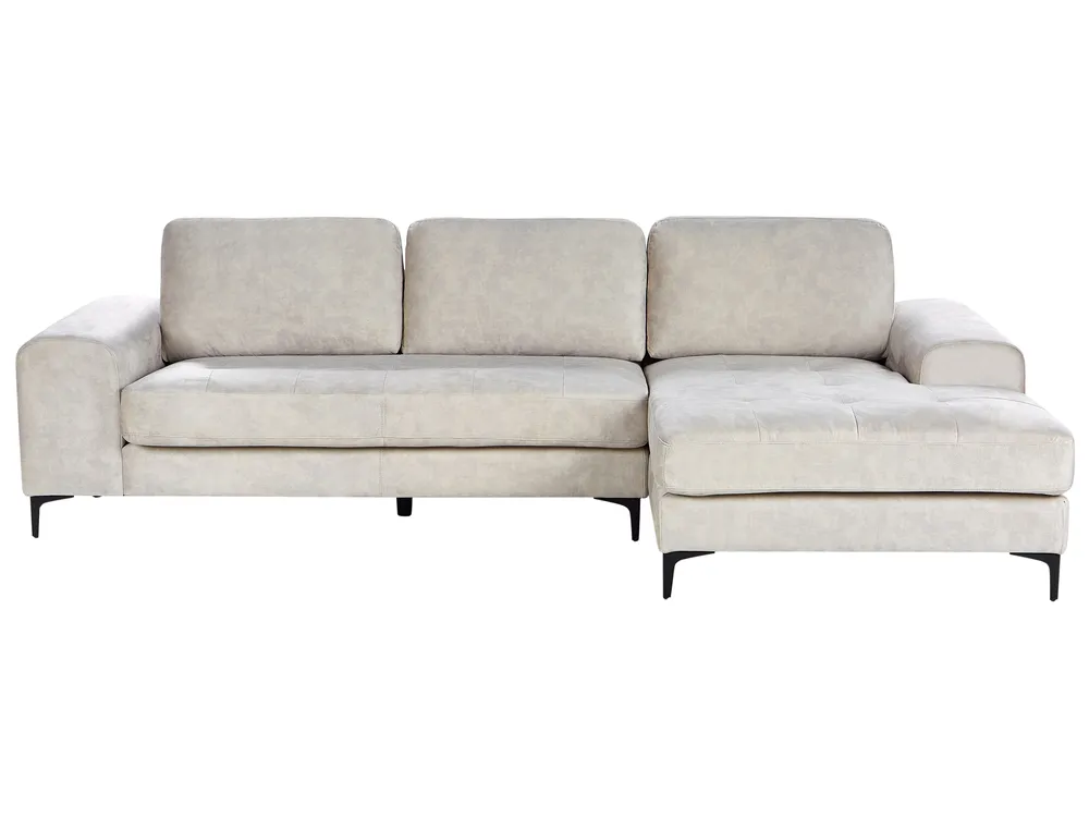 Modular Corner Sofa 5 Seater LEMVIG Corduroy Light Beige with Ottoman ...