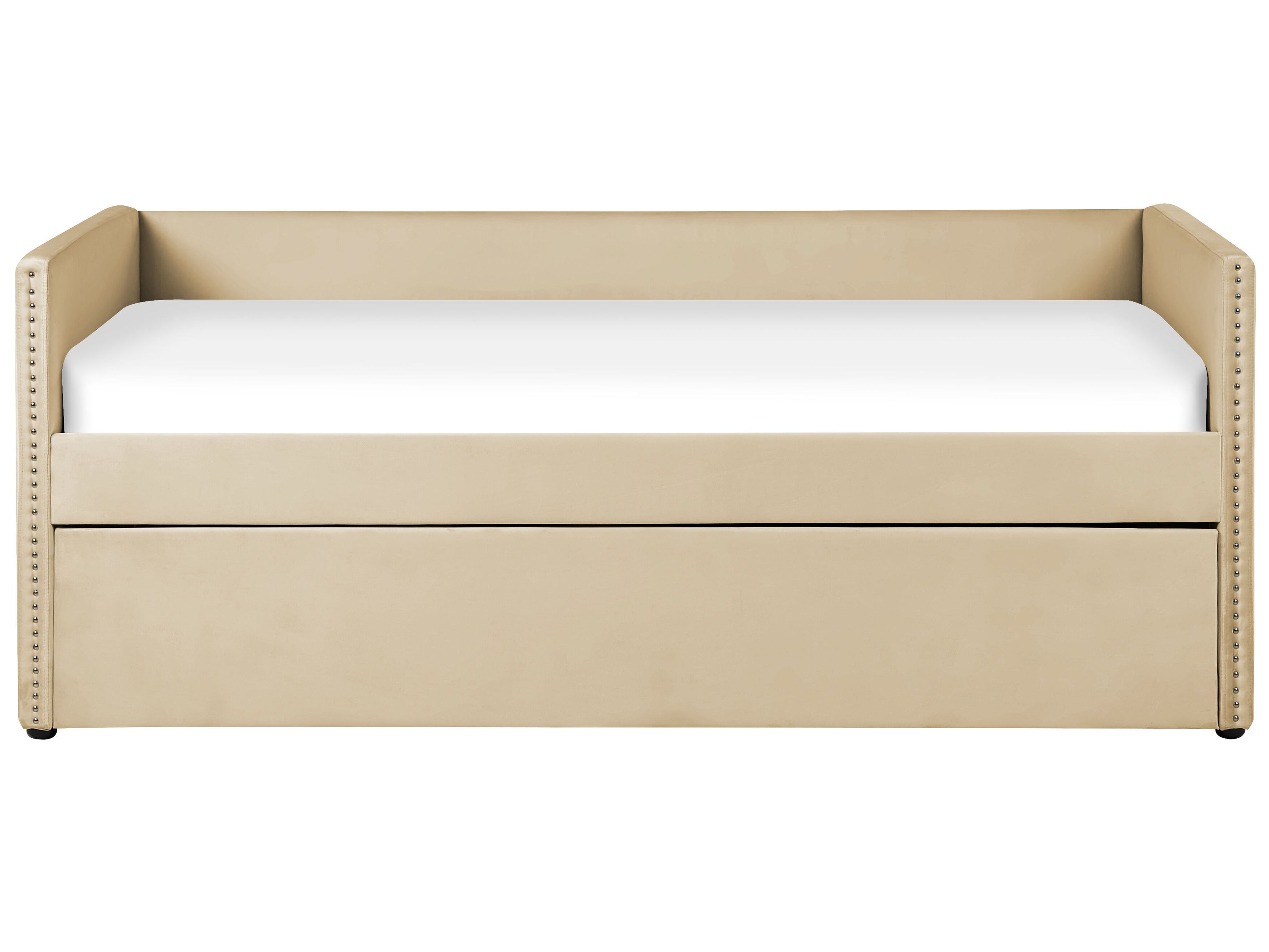 Velvet EU Single Trundle Bed Beige TROYES | Beliani.co.uk